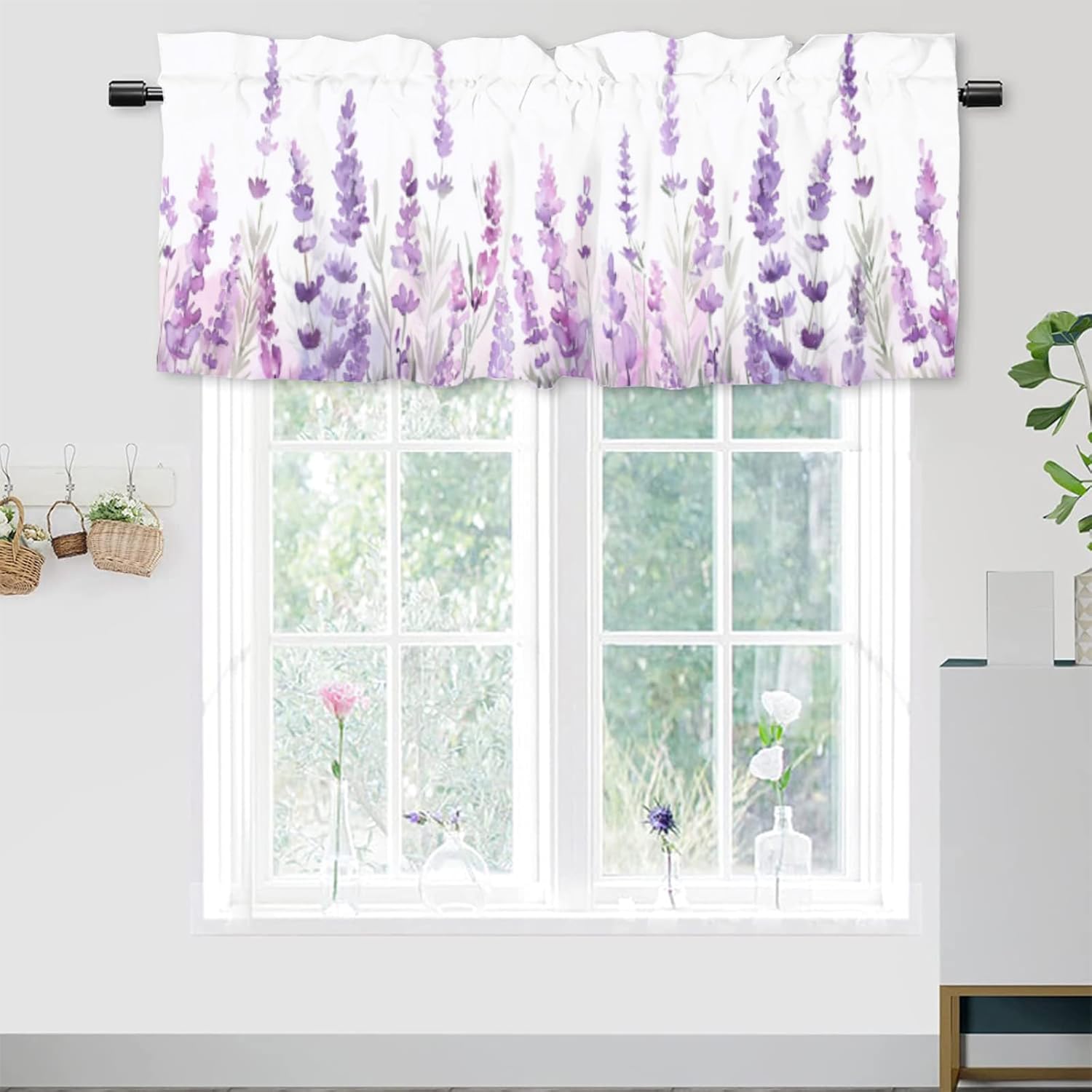 Amazon.com: YOUHCLZHI Purple Lavender Window Curtain Valance Spring ...