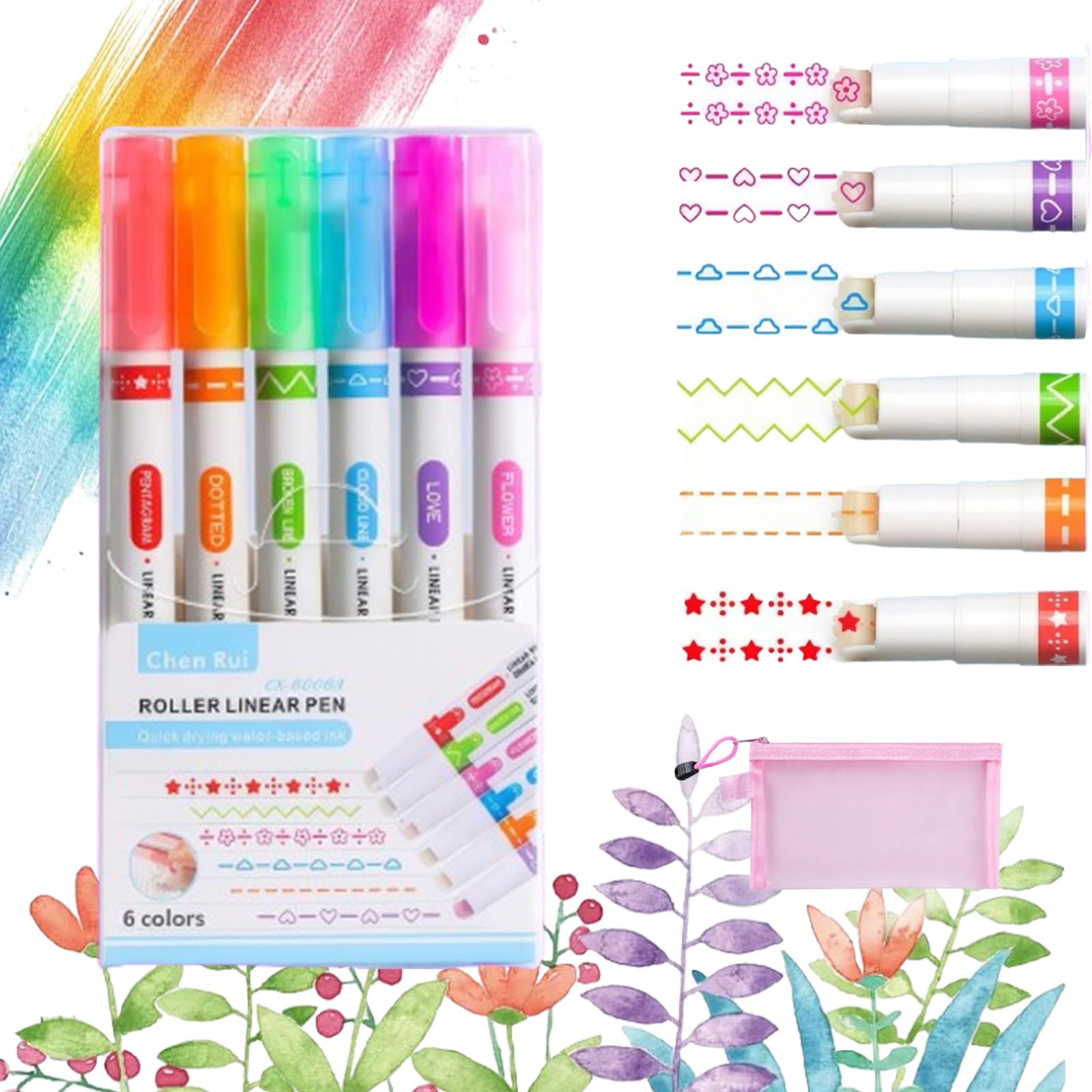 Amazon.com : Gracegrip Magicborder Pen, Colored Highlighter Pen Set, 6 ...
