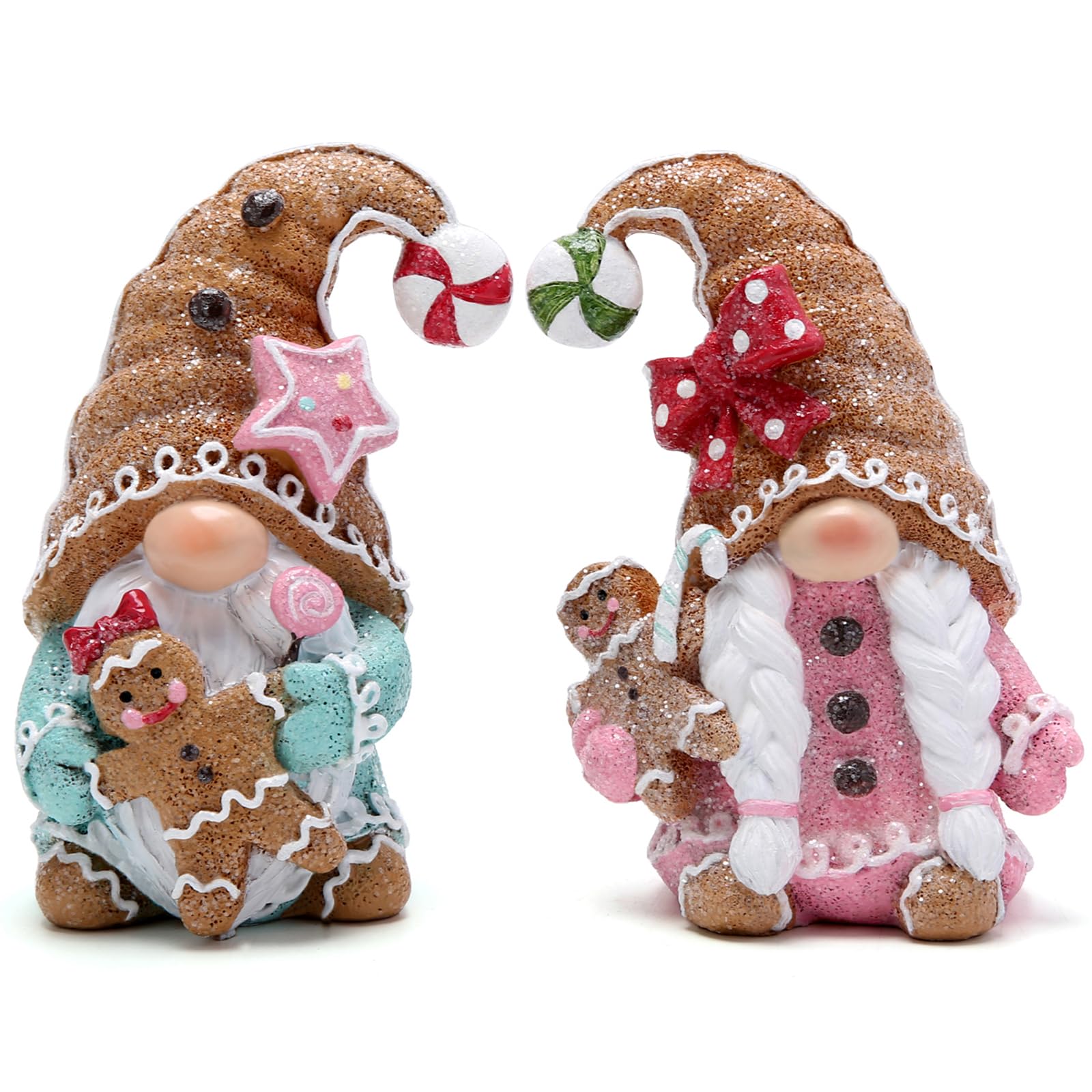 Amazon.com: Hodao 2 PCS Christmas Gingerbread Man Gnomes Decorations ...