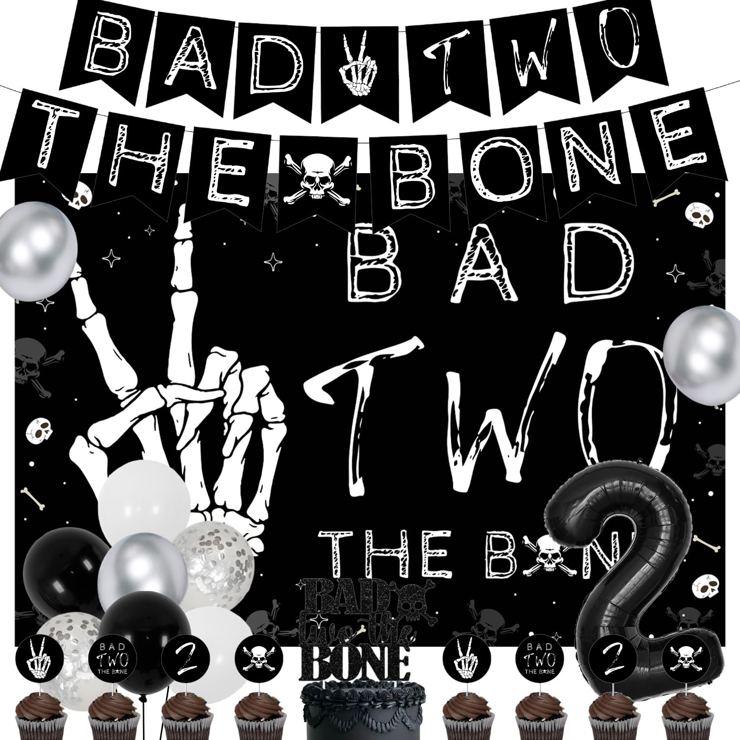 Amazon.com: Bad Two the Bone Themed 2nd Birthday Party Decorations for ...