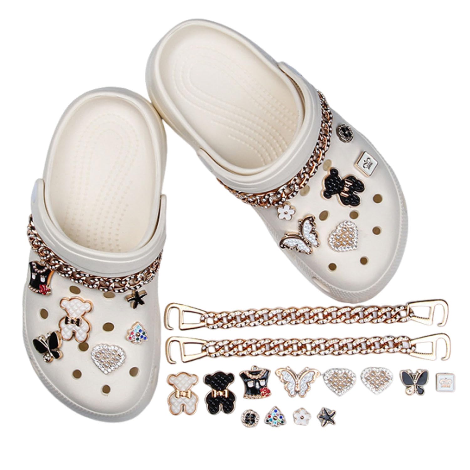 14 Pieces Set Shoe Charms Bling for Girls Women - DIY Gold Chrams ...