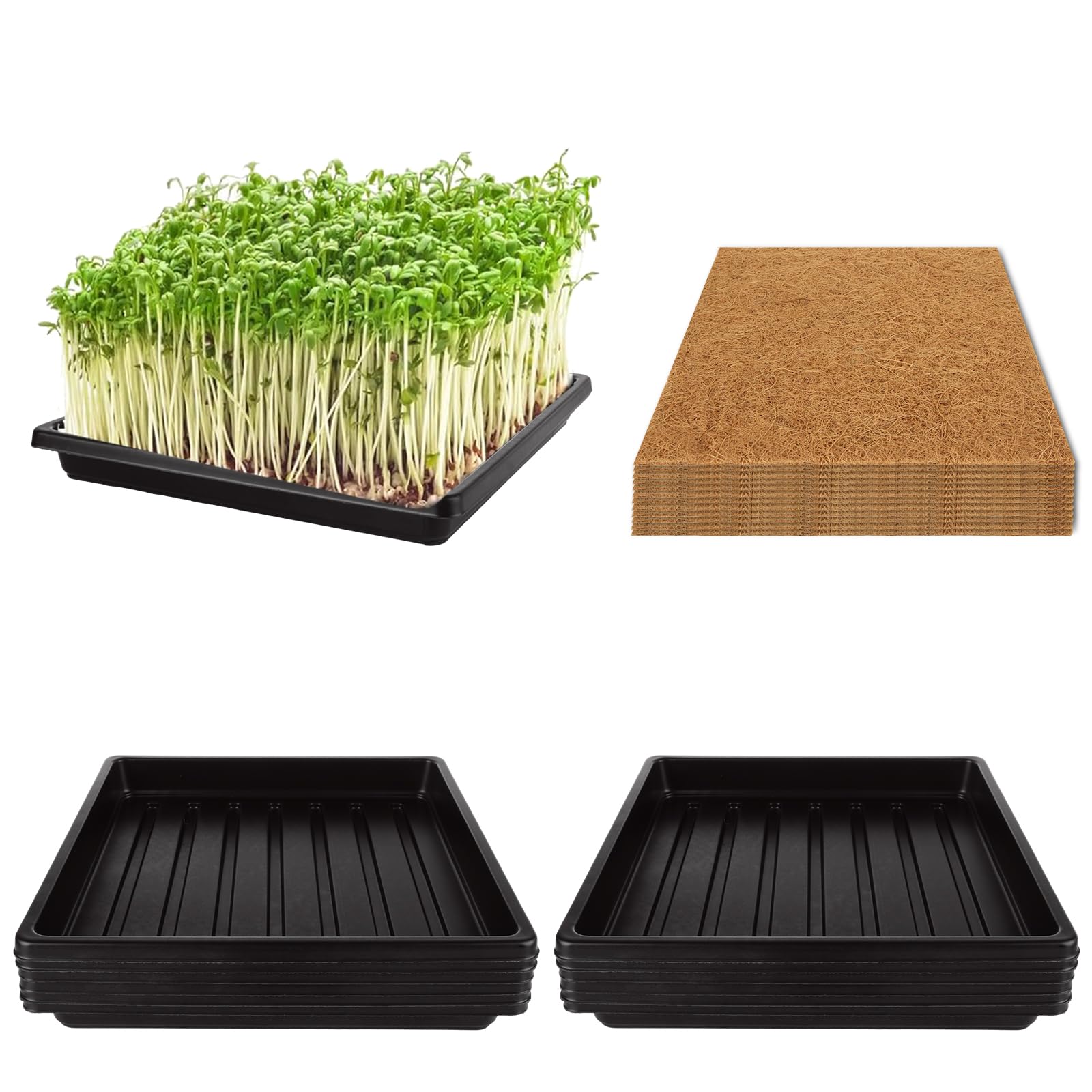 Amazon.com : EATHEATY 12 Set Microgreens Growing Mat with Tray 10 x 10 ...