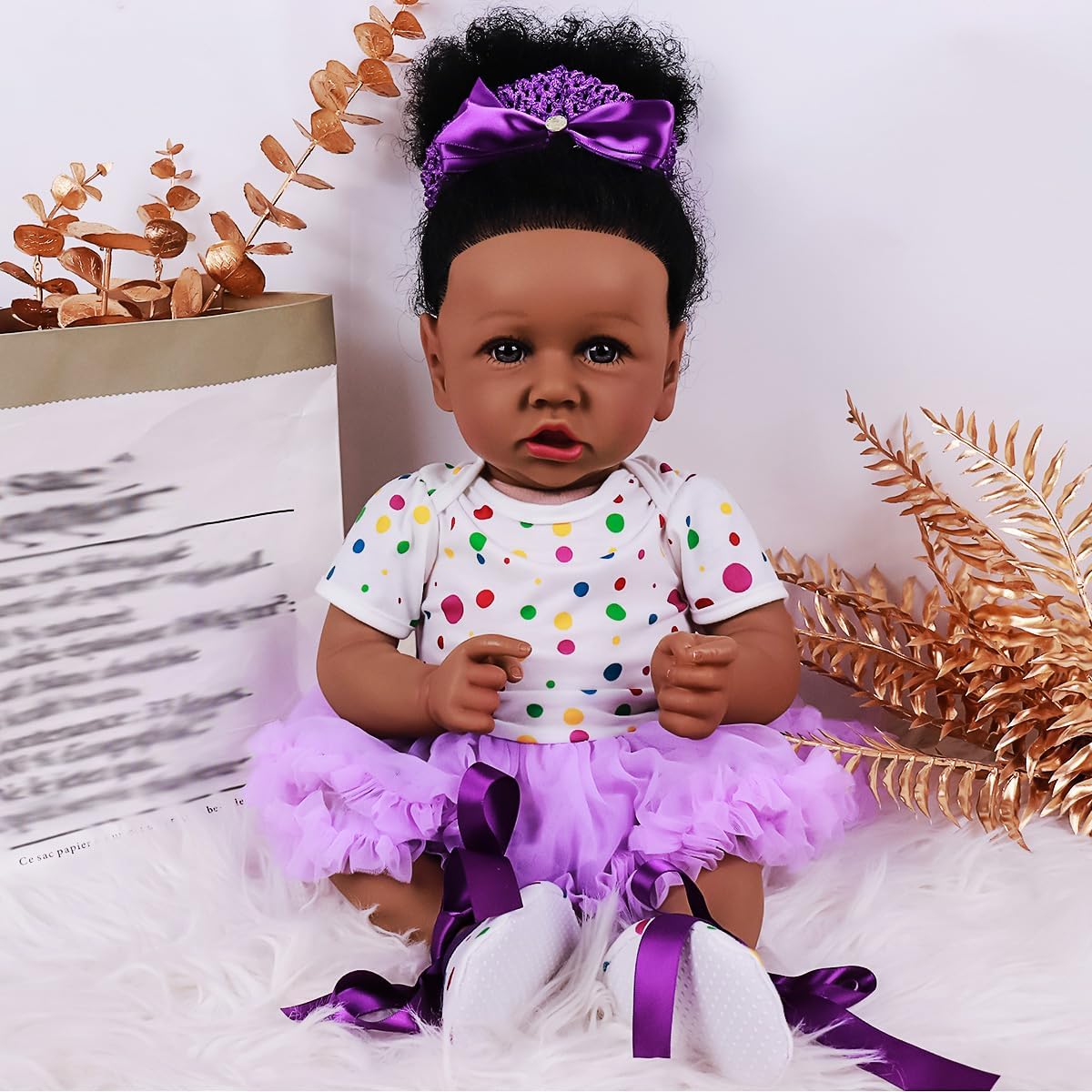 Amazon.com: kgniess Lifelike Reborn Baby Dolls - Black Girl, 22-inch ...