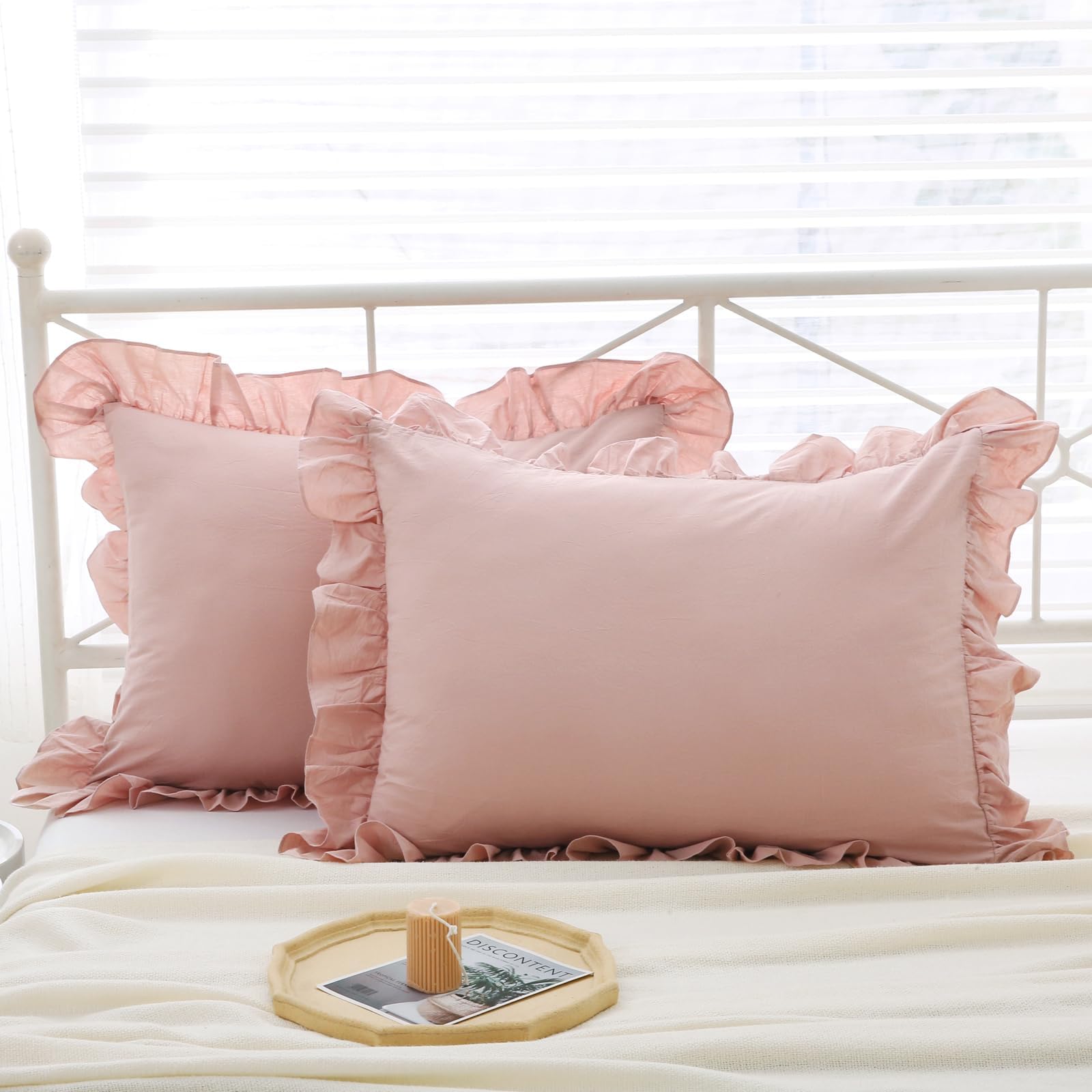 Amazon.com: Vintage Rose Roses Pink Floral Print Pillowcases Lace ...