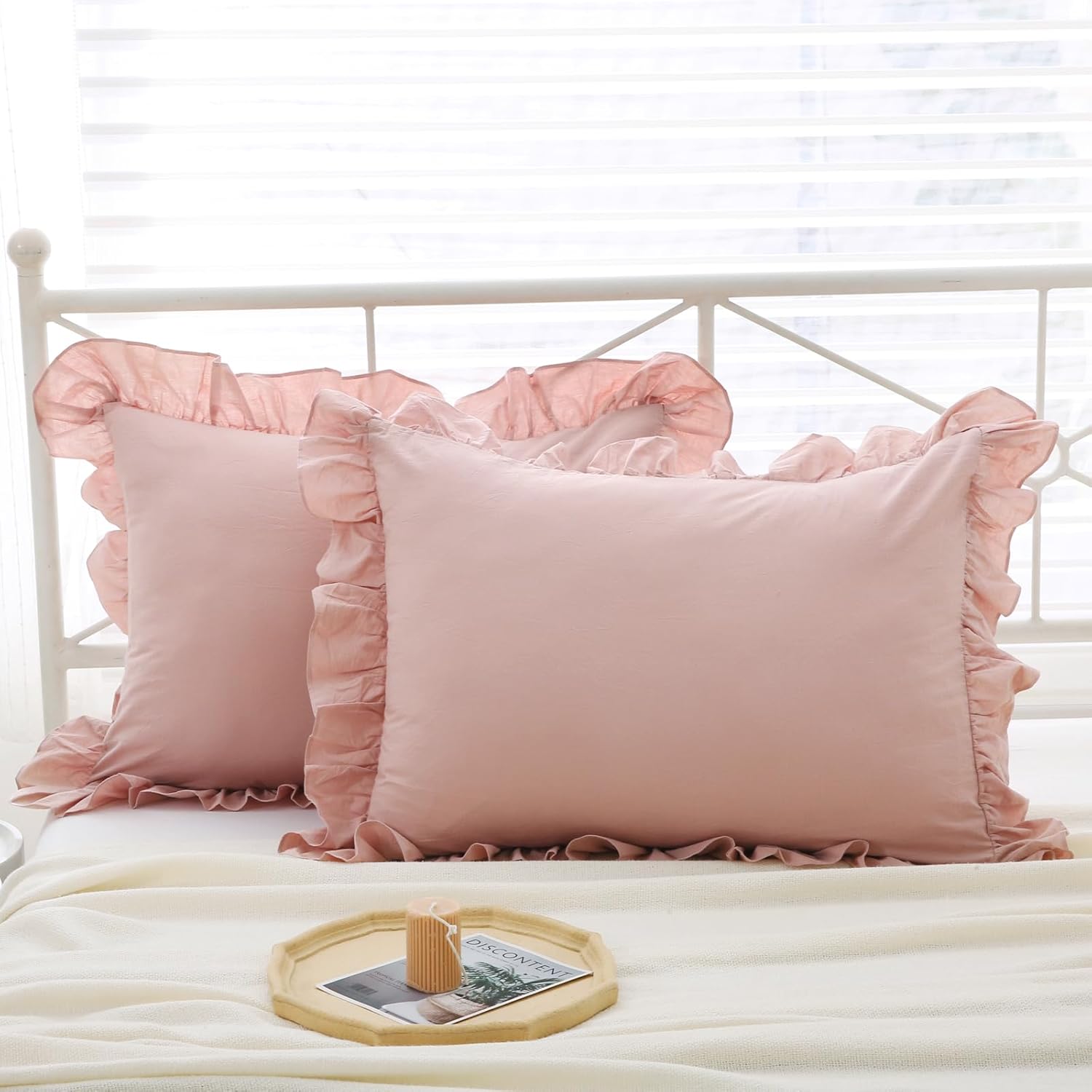 Amazon.com: Mywinlle Ruffle Pillowcases Farmhouse Pillow Shams Standard ...