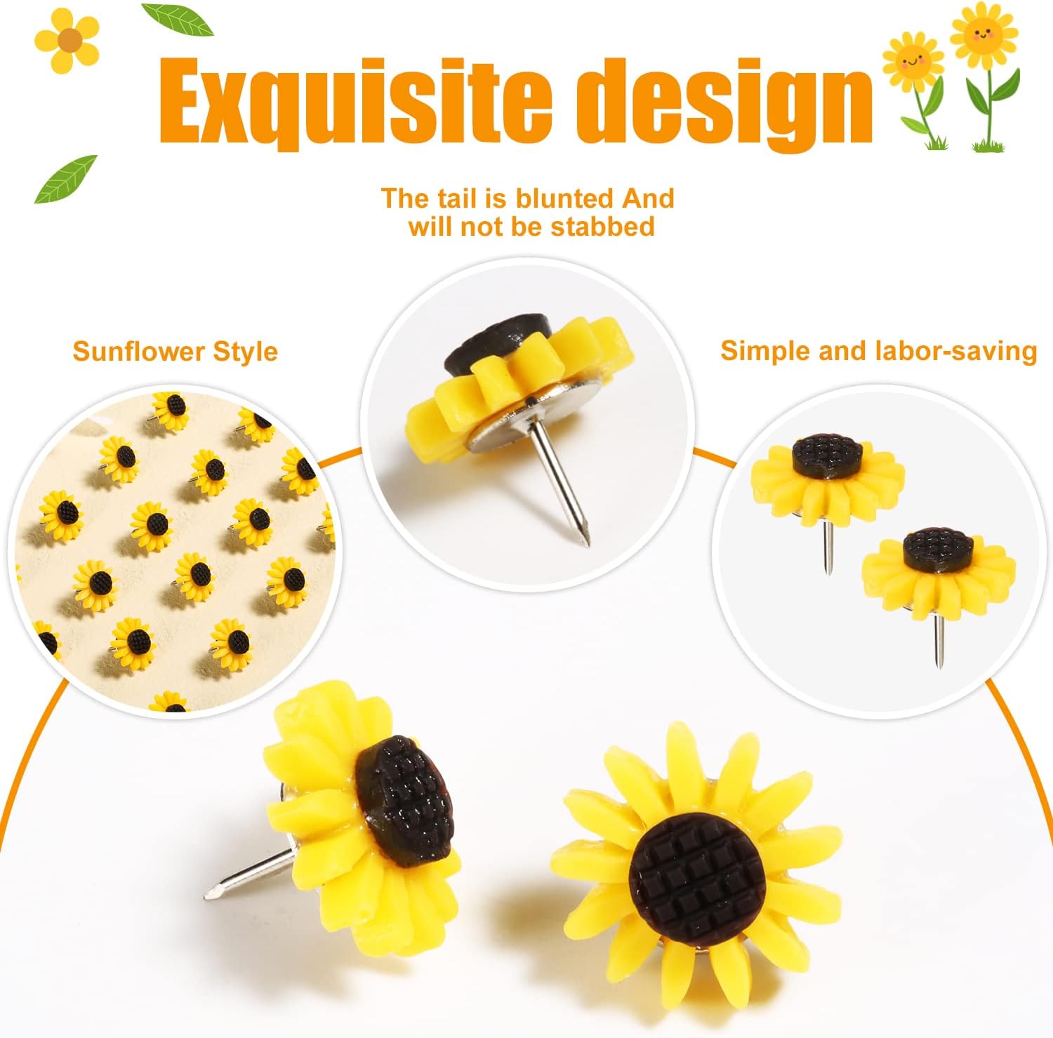Cute Push Pins For Cork Board 60pcs Matte Push Pins, Cute Reusable ...