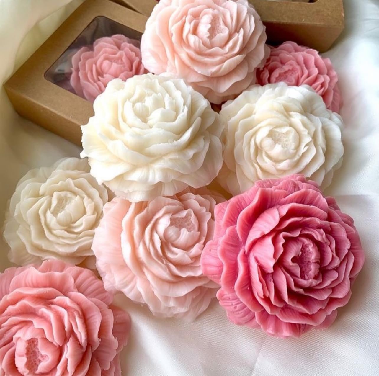 Peony Flower Candle - Pack of 4 | Handcrafted Soy Wax Candle with ...