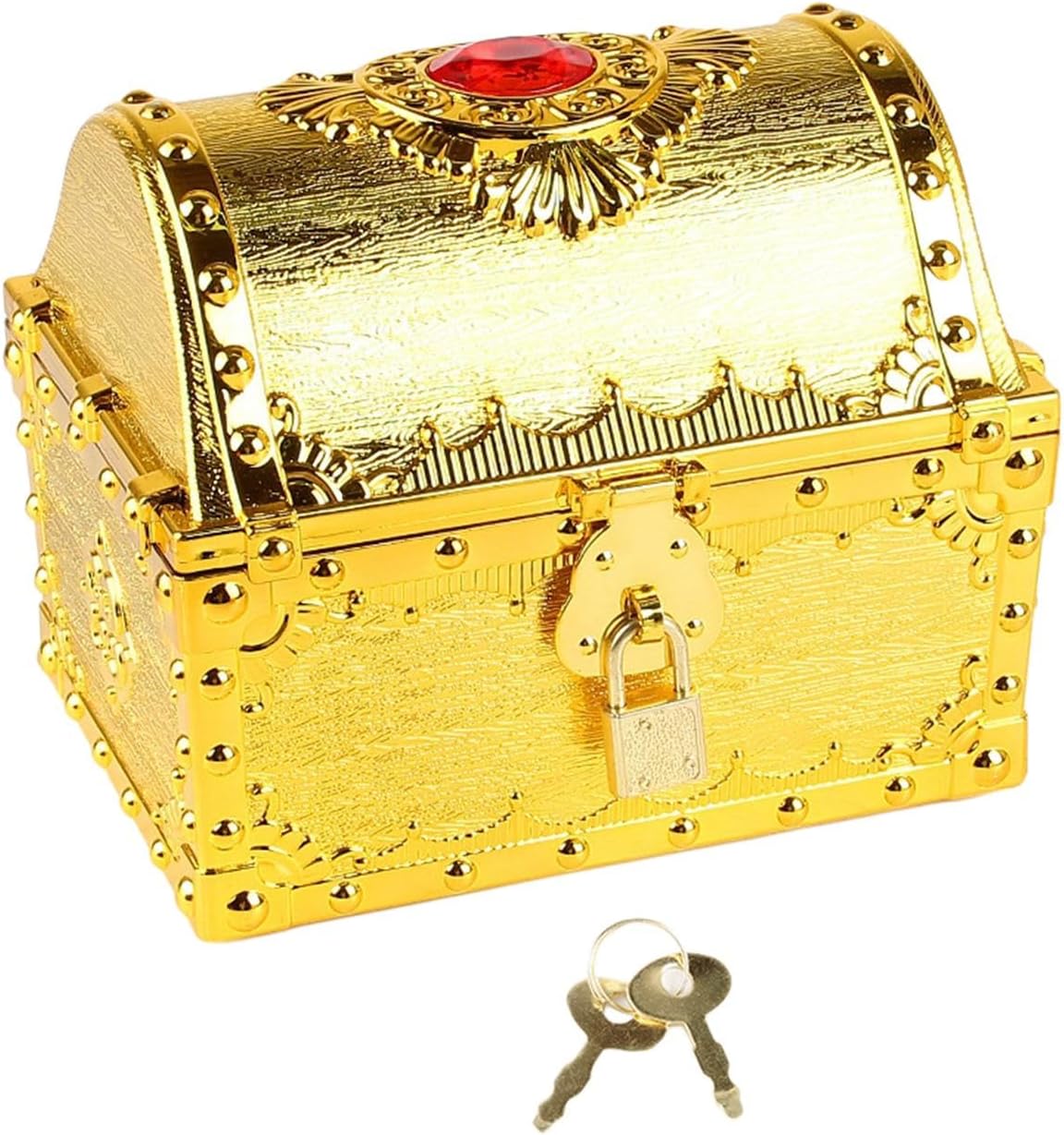 Amazon | Toysmith 海賊の宝箱、宝物コレクション収納ボックス、子供用収納海賊宝箱、男の子、女の子用。, 金色の | ケース・ボックス | おもちゃ