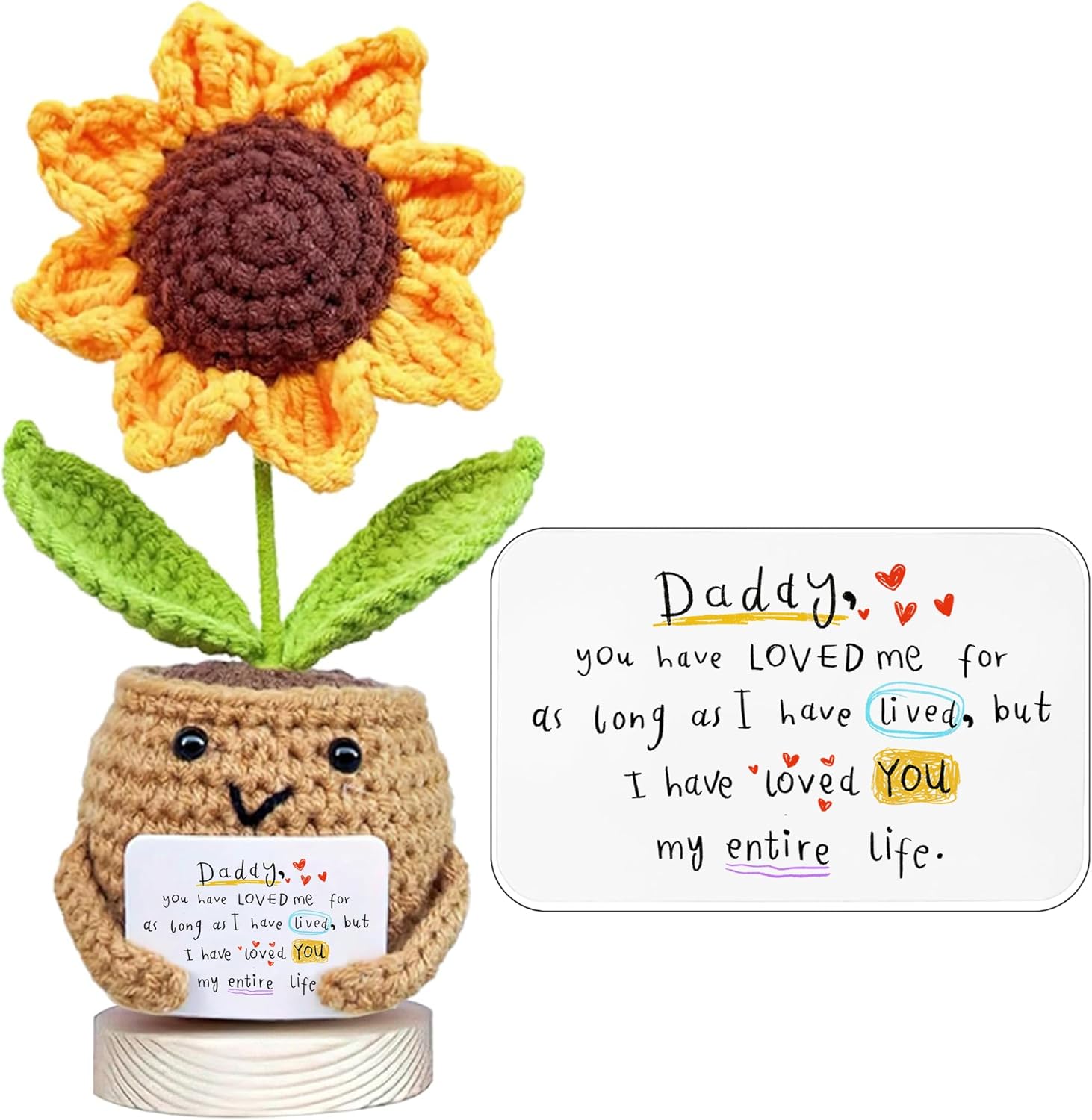 Amazon.com: Gossby Positive Sunflower Doll Crochet with Card - Daddy ...