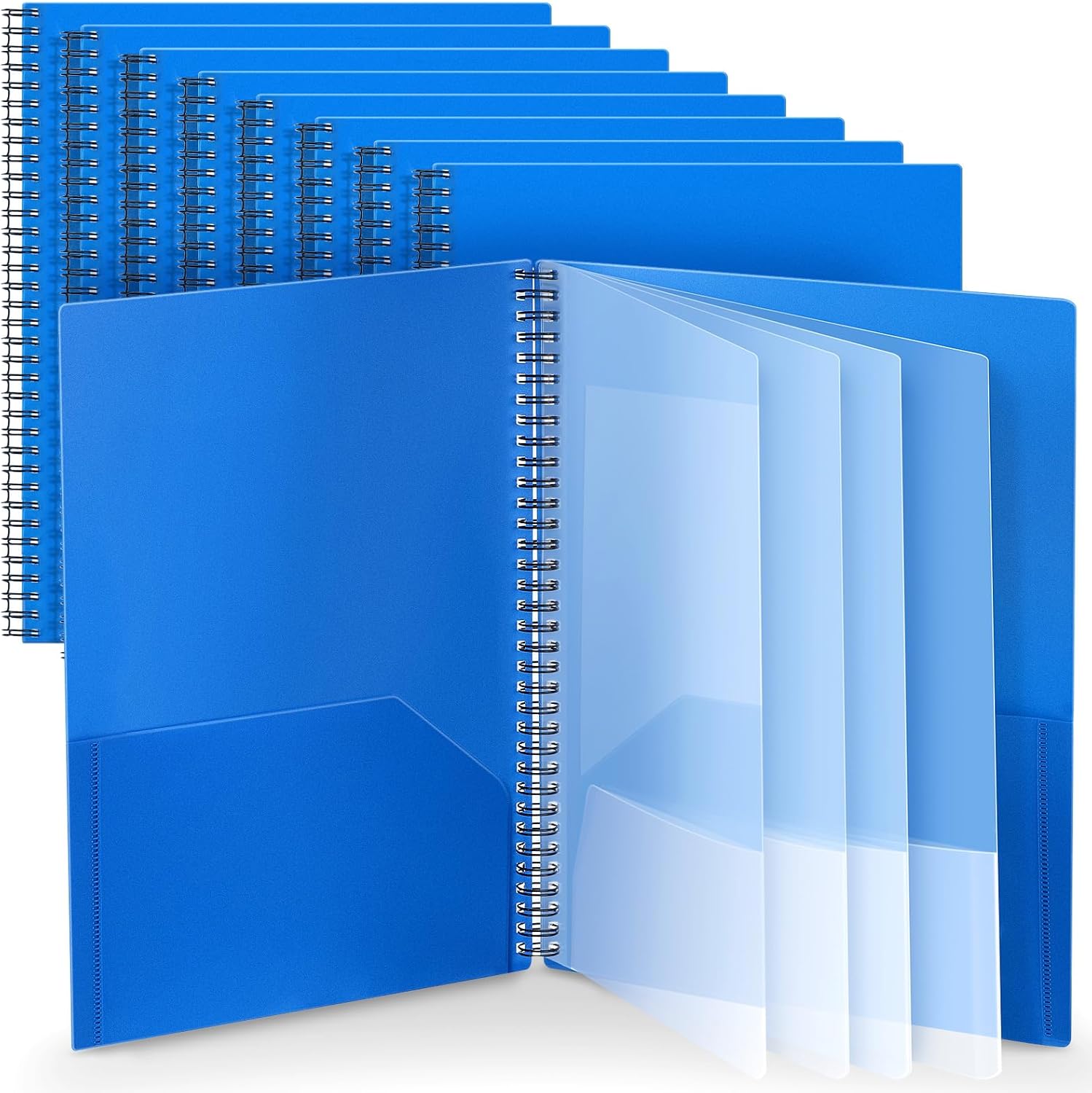 Amazon.com : Seajan 8 Pcs 10 Pocket Folder Translucent Blue Sturdy ...