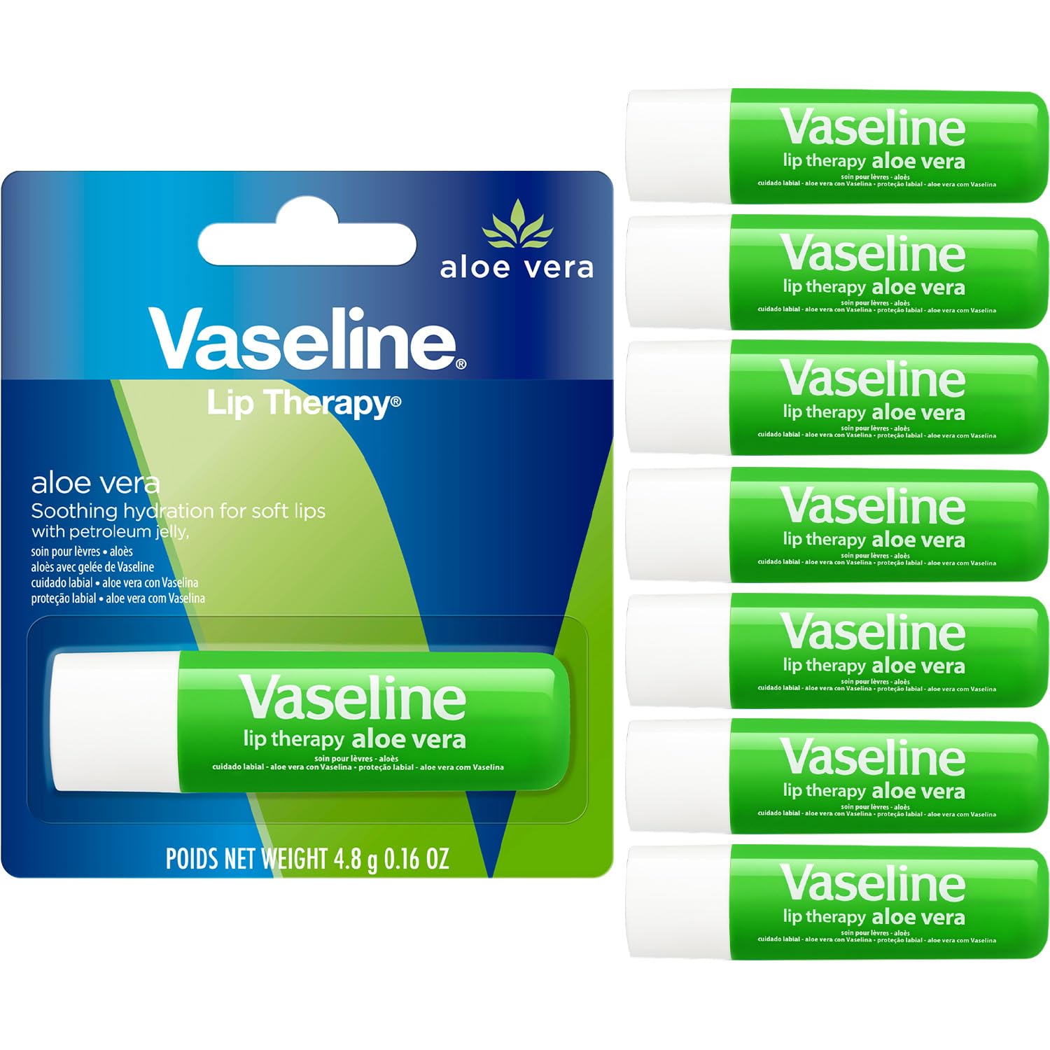 Amazon.com : Vaseline Lip Therapy Aloe Fresh - Hydrating Lip Balm Pack ...