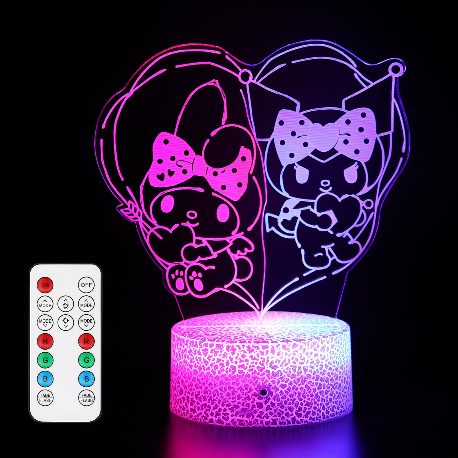 SUCADA Dual Color Light Decor Anime Charater 3D Table Lamp with Remote ...