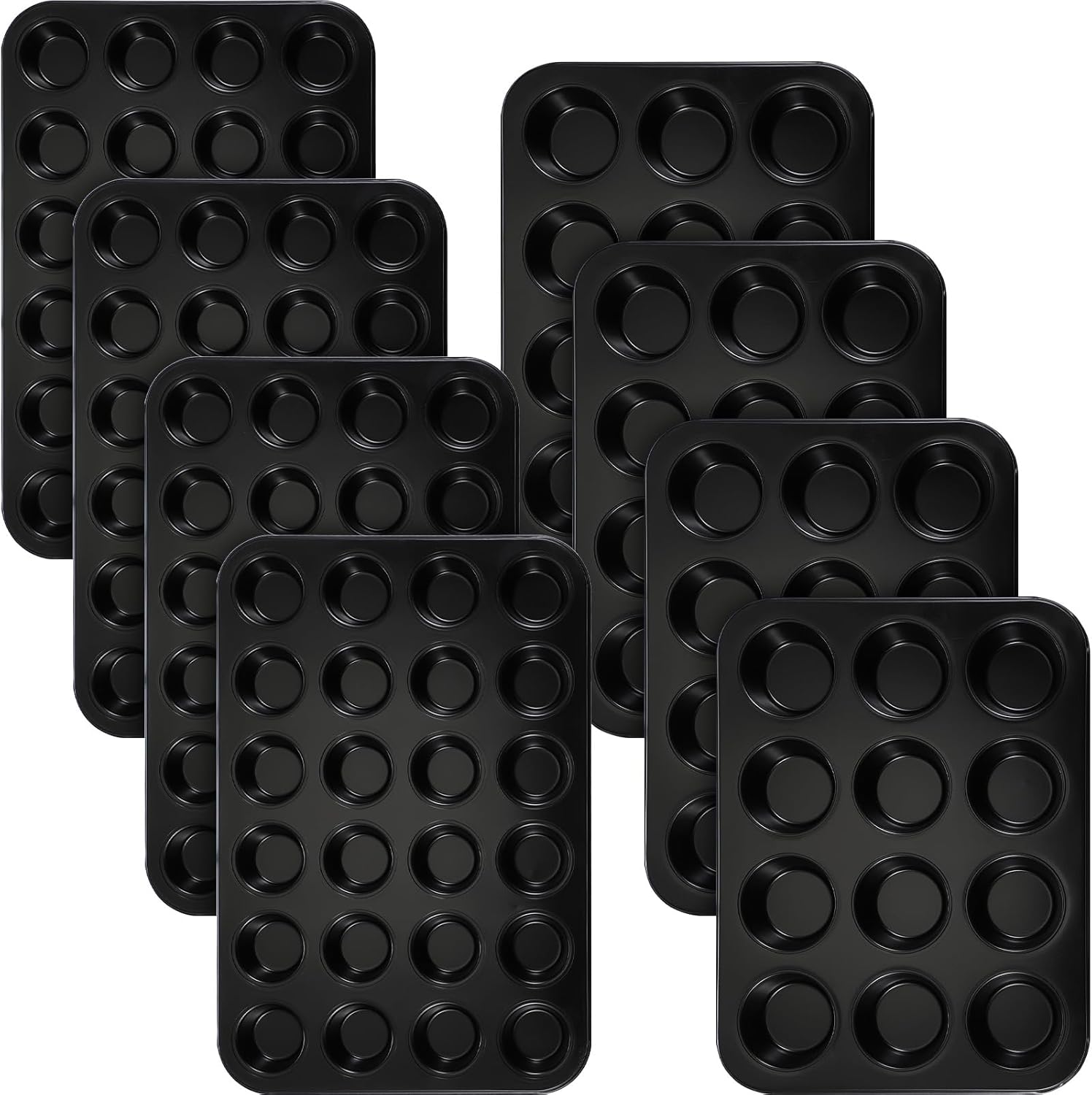 Amazon.com: Cunno 8 Pack Nonstick Muffin Pan 12 Cup and 24 Cup Cupcake ...