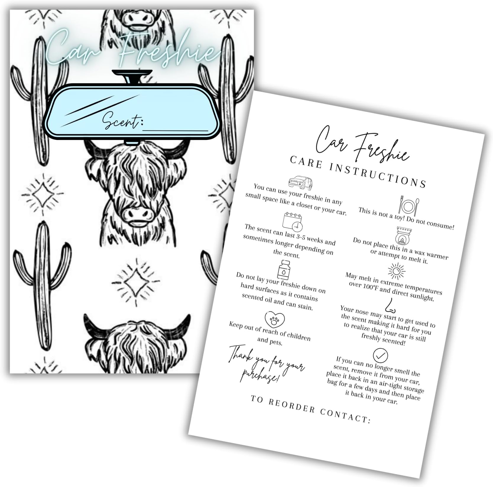 Amazon.com : Car Freshie Insert Cards | 50 pk 4x6” Western Cactus ...