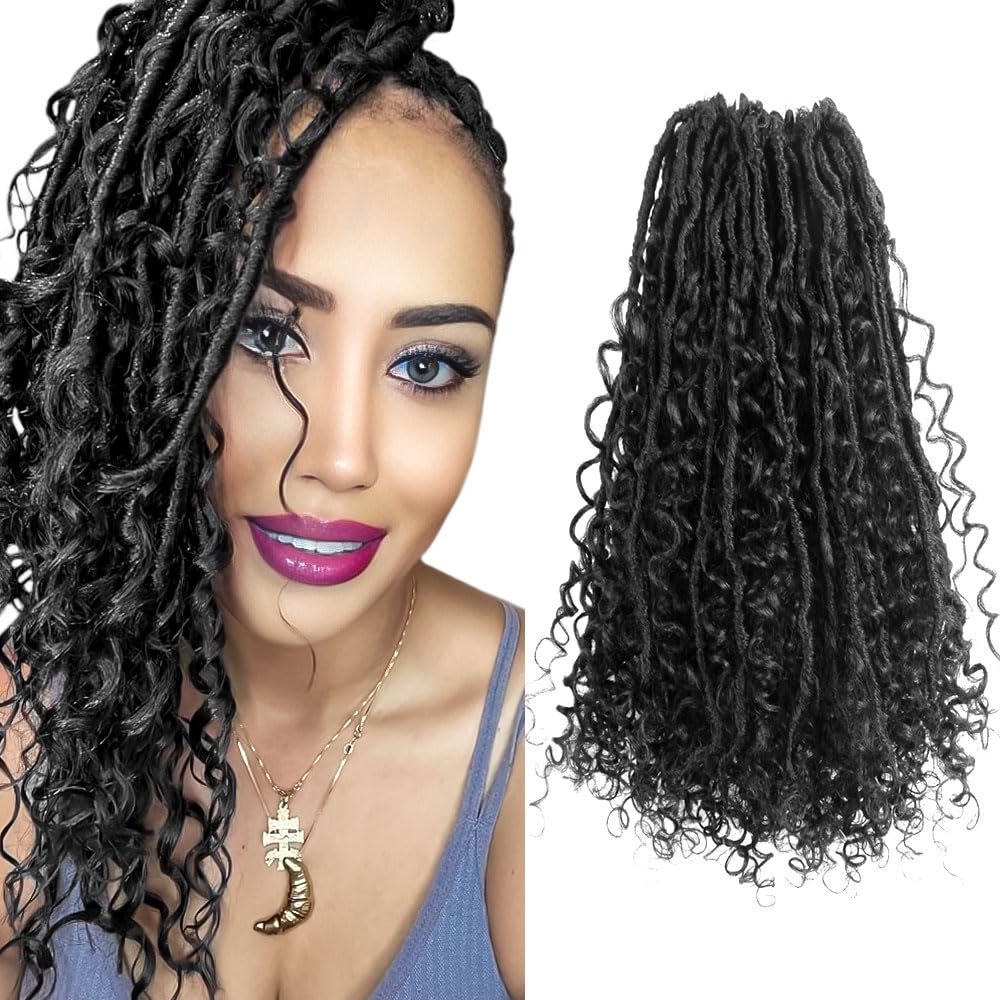 Amazon.com : Niseyo Goddess Faux Locs with Curly Ends 14 Inch Pre ...