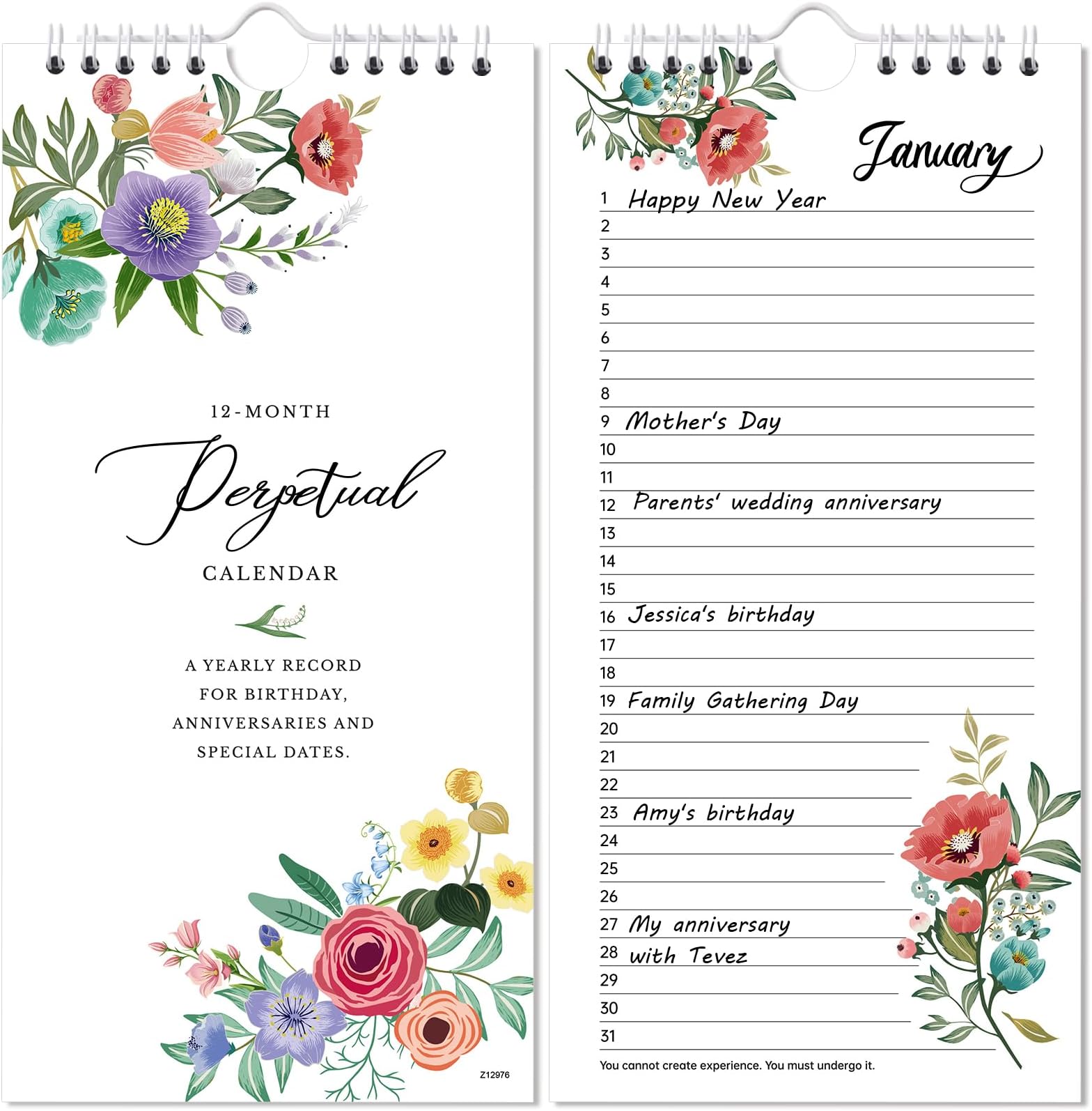 Amazon.com: Perpetual Calendar - 12-Month Undated Calendar from JAN to ...