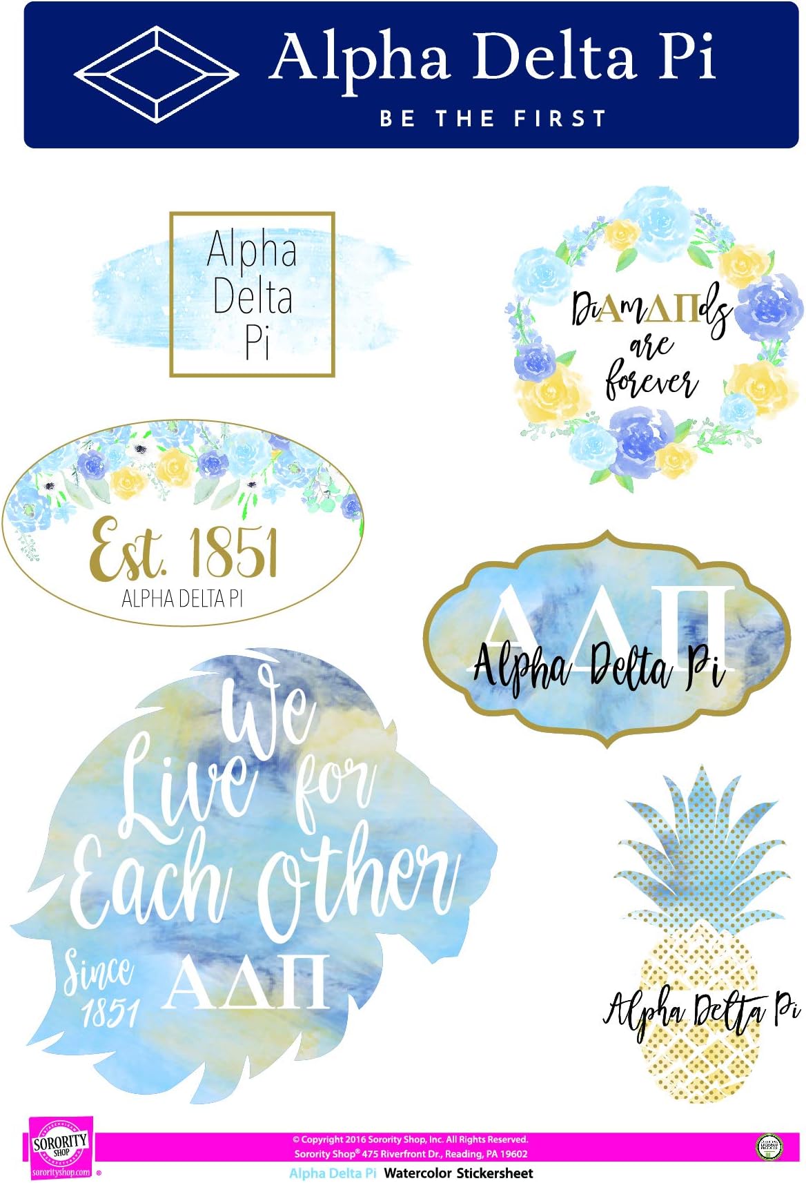 Amazon.com: Sigma Alpha - Sticker Sheet - Watercolor Theme : Toys & Games