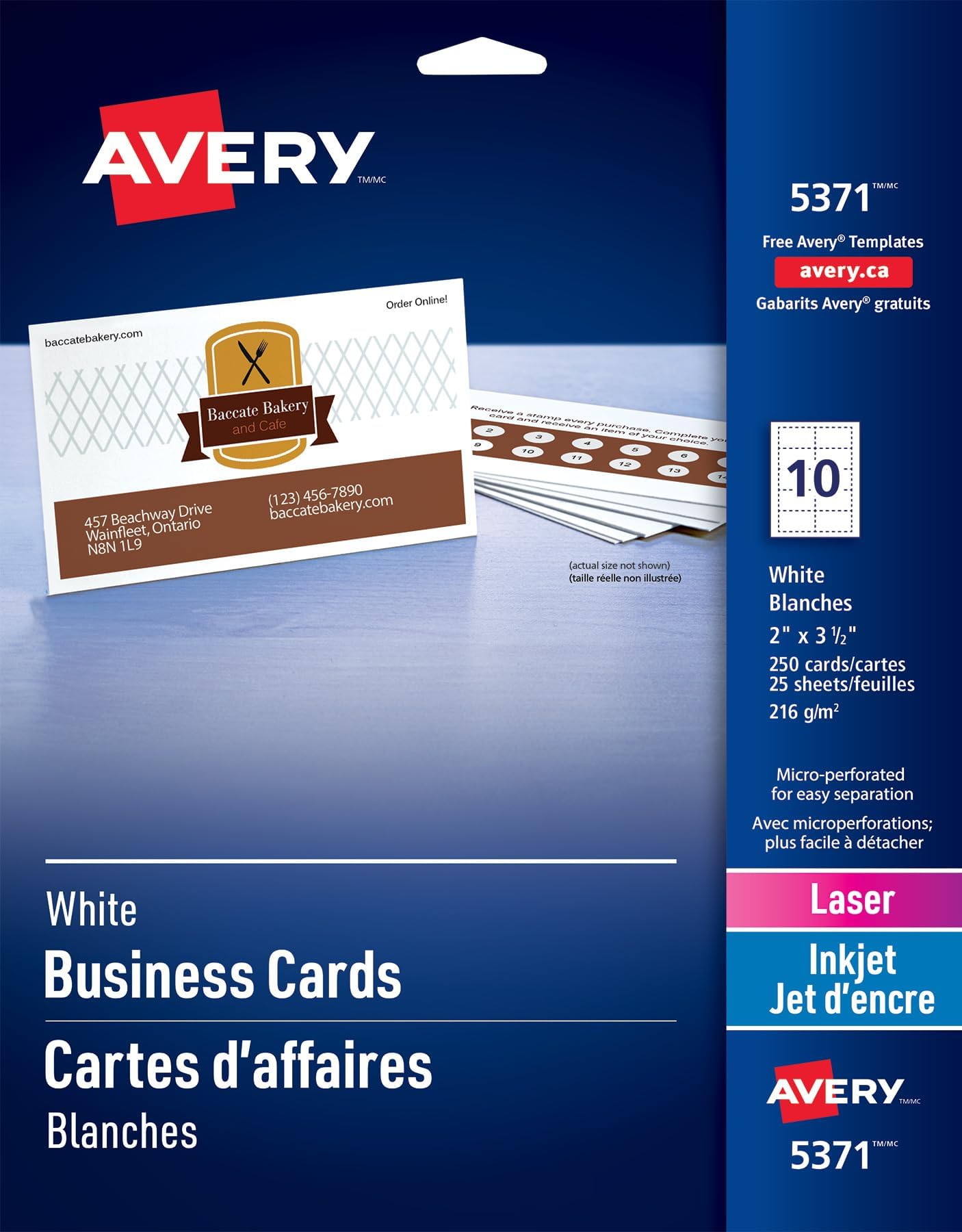 AVERY Perforated Business Cards for Laser/Inkjet Printers, 2" x 3-1/2 ...