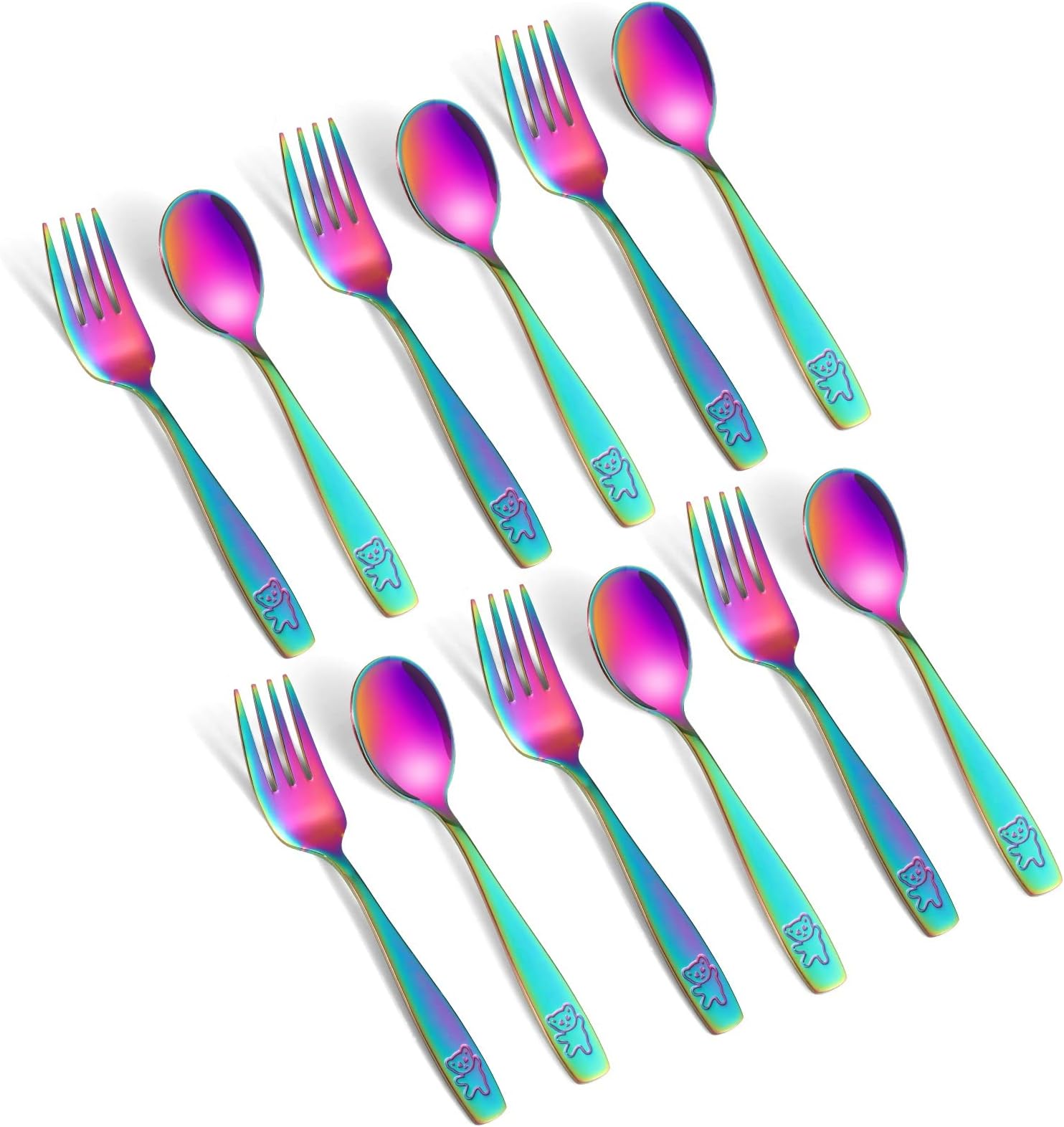 Amazon.com | Kids Silverware, Poylim Stainless Steel Children Flatware ...