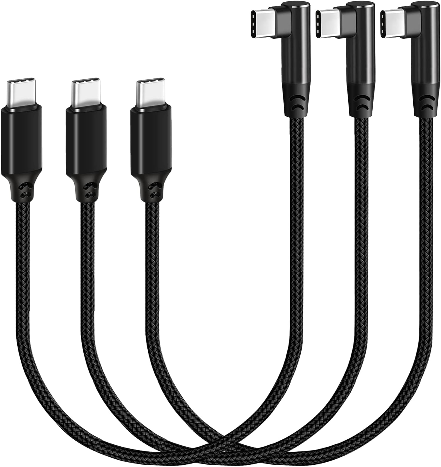 USB C to USB C Cable 30cm 3 Packs, SUMPK Right Angle 90 Degree Type C ...