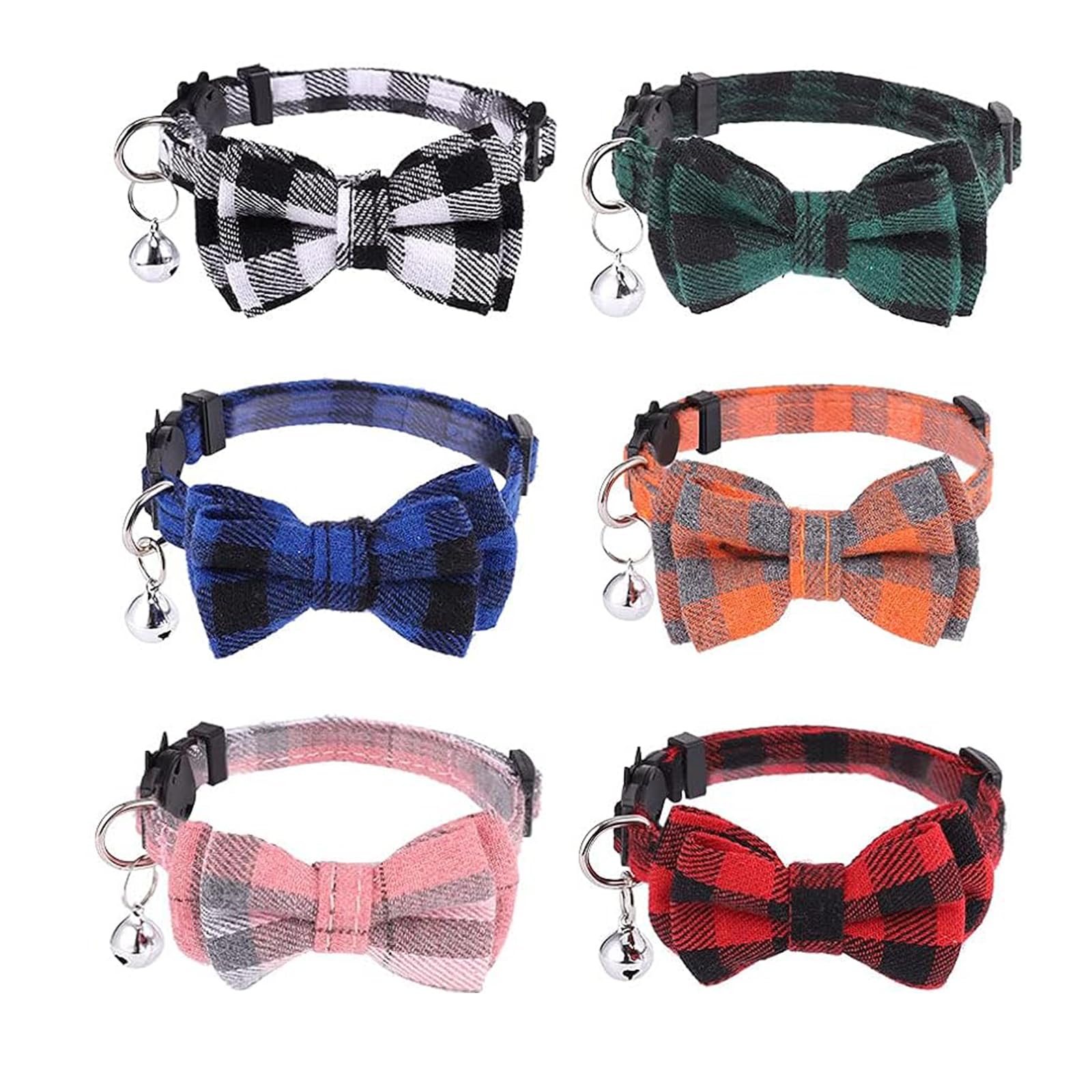 Pet Supplies : 6 Pcs Cat Collars with Bow Tie and Bell, Breakaway ...