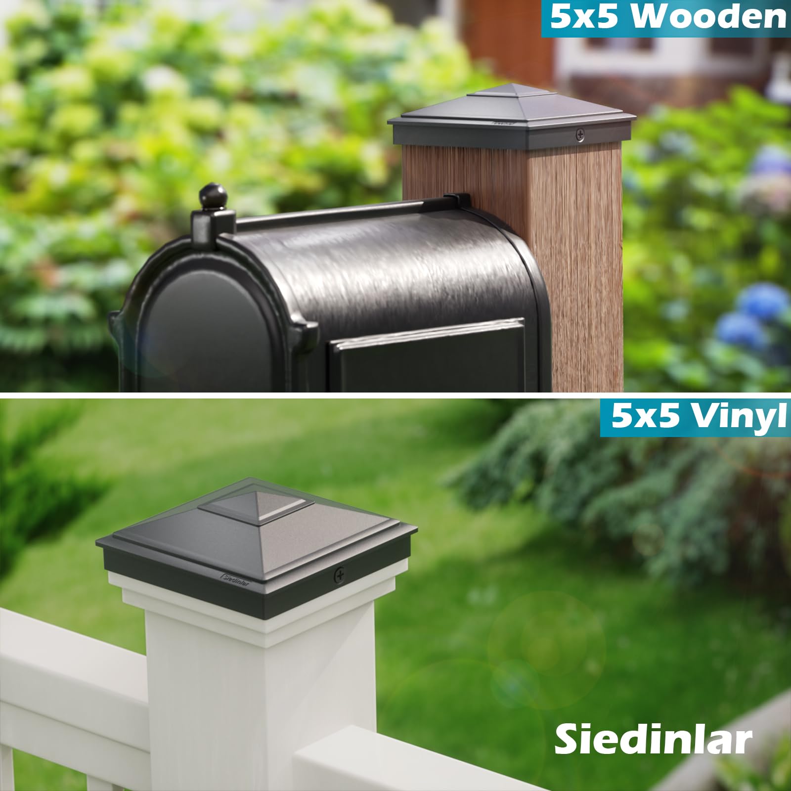 Snapklik.com : SIEDiNLAR 5x5 Pyramid Post Caps Outdoor Waterproof 5X5 ...