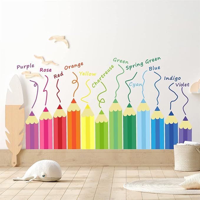 Amazon.com: Color Wall Decals Kids Room,Nursery Wall Sticker Peel and ...