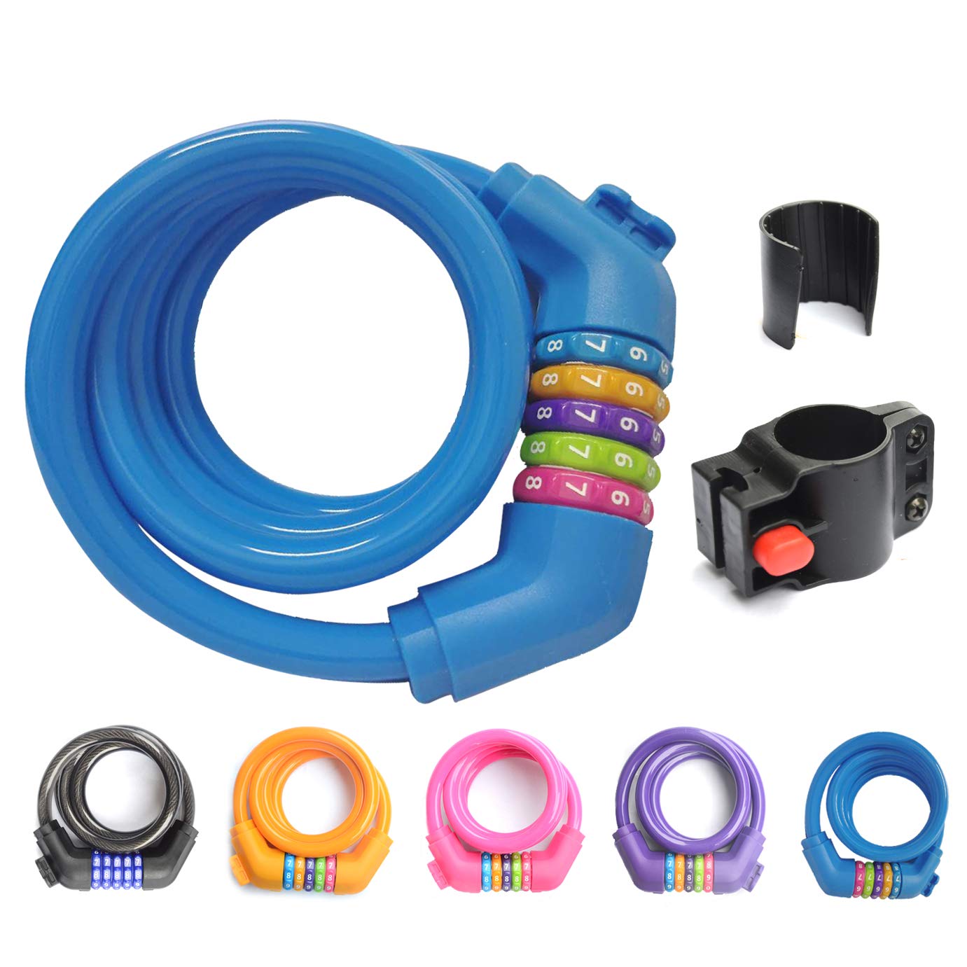 Snapklik.com : ZHEGE Bicycle Lock Outdoor, 5 Digit Combination Coiling ...