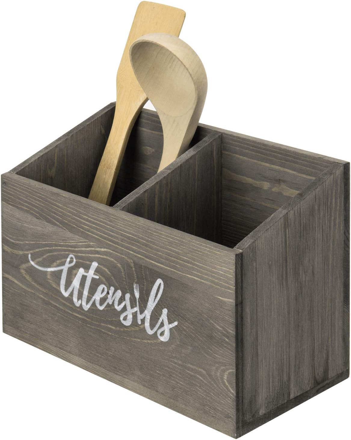 Amazon.com - MyGift 2-Slot Rustic Gray Wood Kitchen Utensil Holder for ...