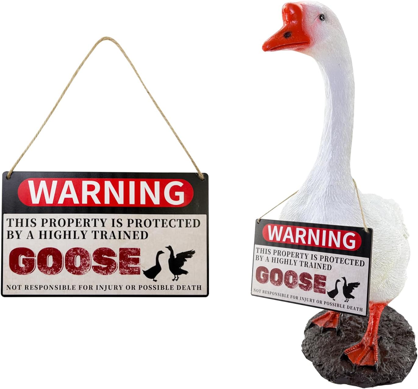 Amazon.com: LOKPHRAU Porch Goose Outfits Signs, Guard Goose Sign Goose ...