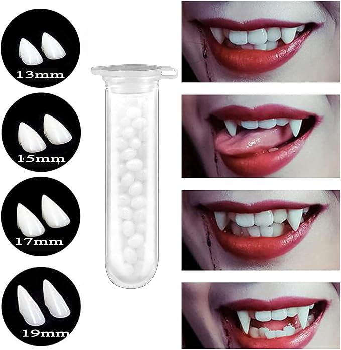 Amazon.com: 4 Pairs of Vampire Fang Teeth with Adhesive for Halloween ...