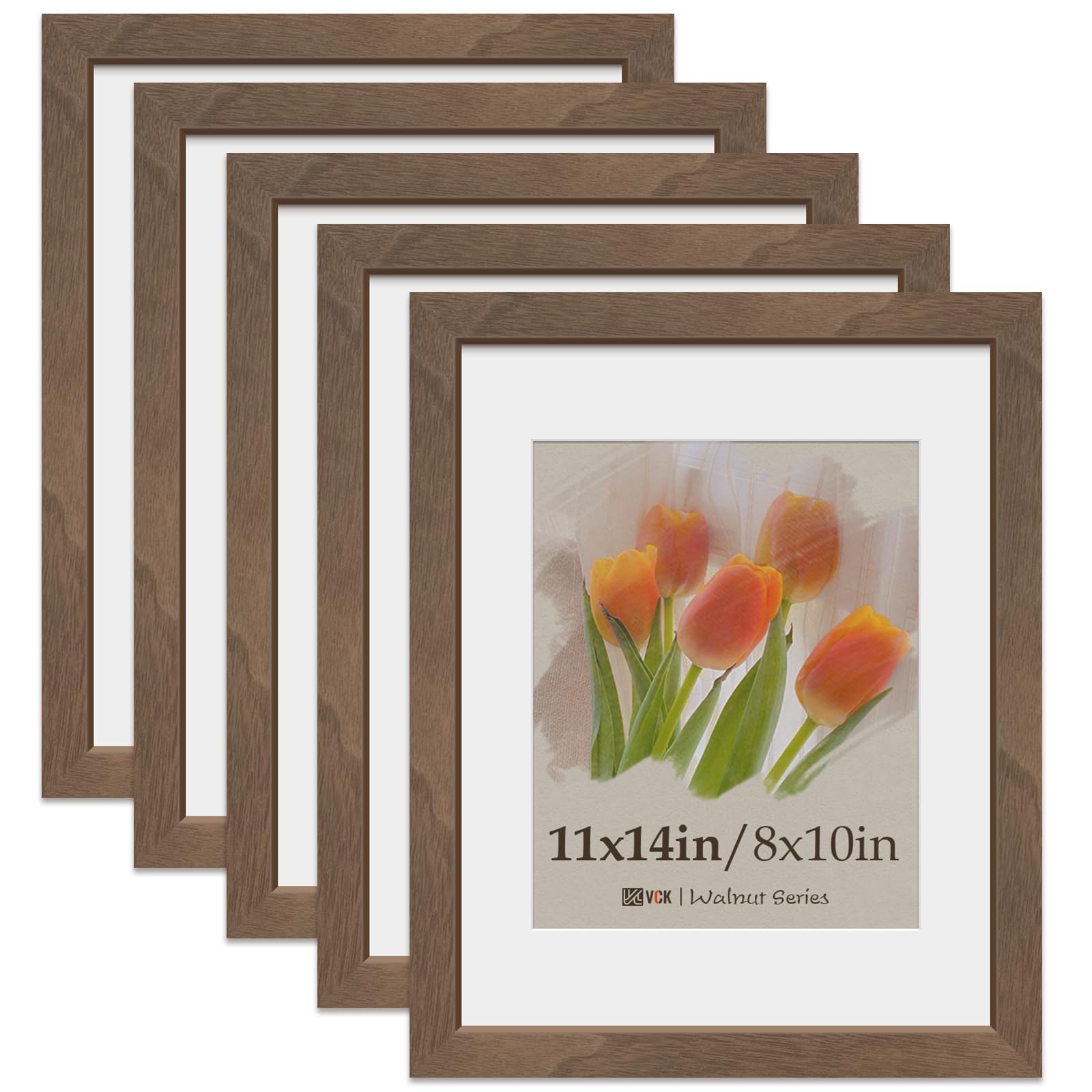 Snapklik.com : VCK 11x14 Picture Frame 5 Pack, Natural Wood Grain Brown ...
