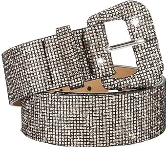 Yalice Shiny Sequins Belt Rhinestone Leather Sash Belt Women Bling ...