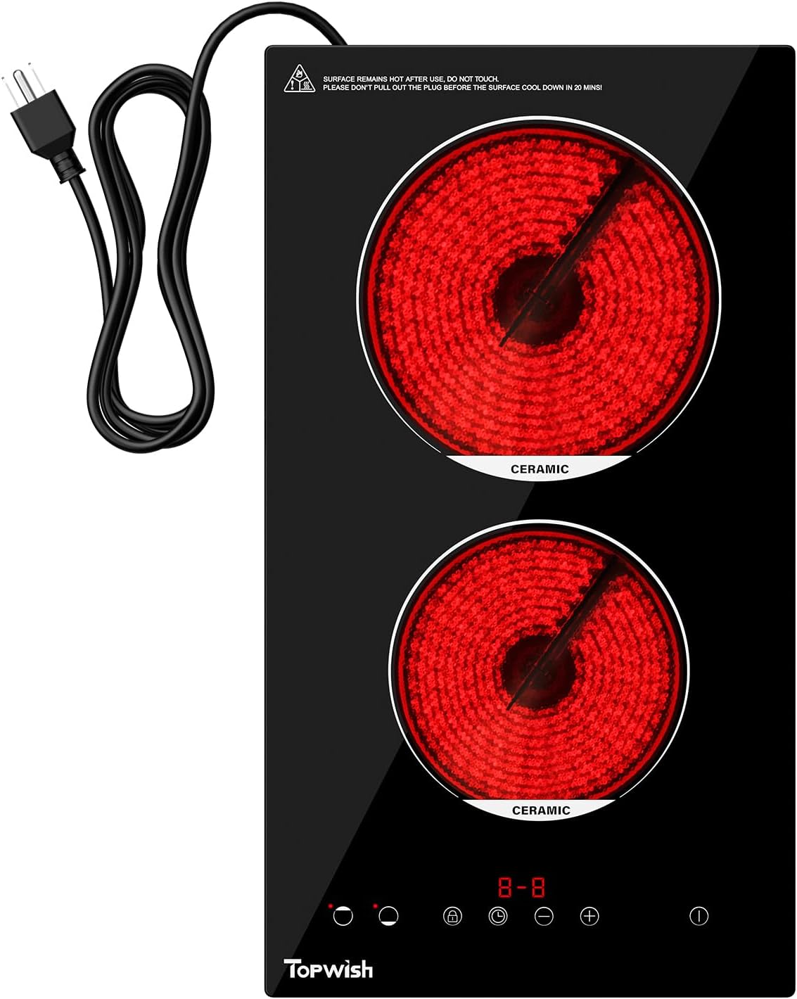 Amazon.com: VEVOR Electric Cooktop, 12 inch 2 Burners Built-in Electric ...