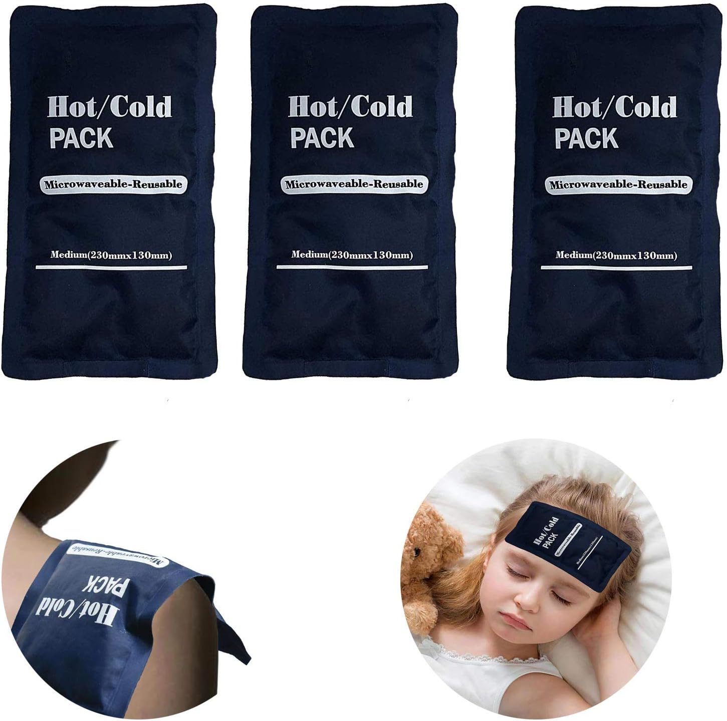 Amazon.com: 3 Pack Gel Ice Packs for Injuries Reusable 5"x10" Gel ...