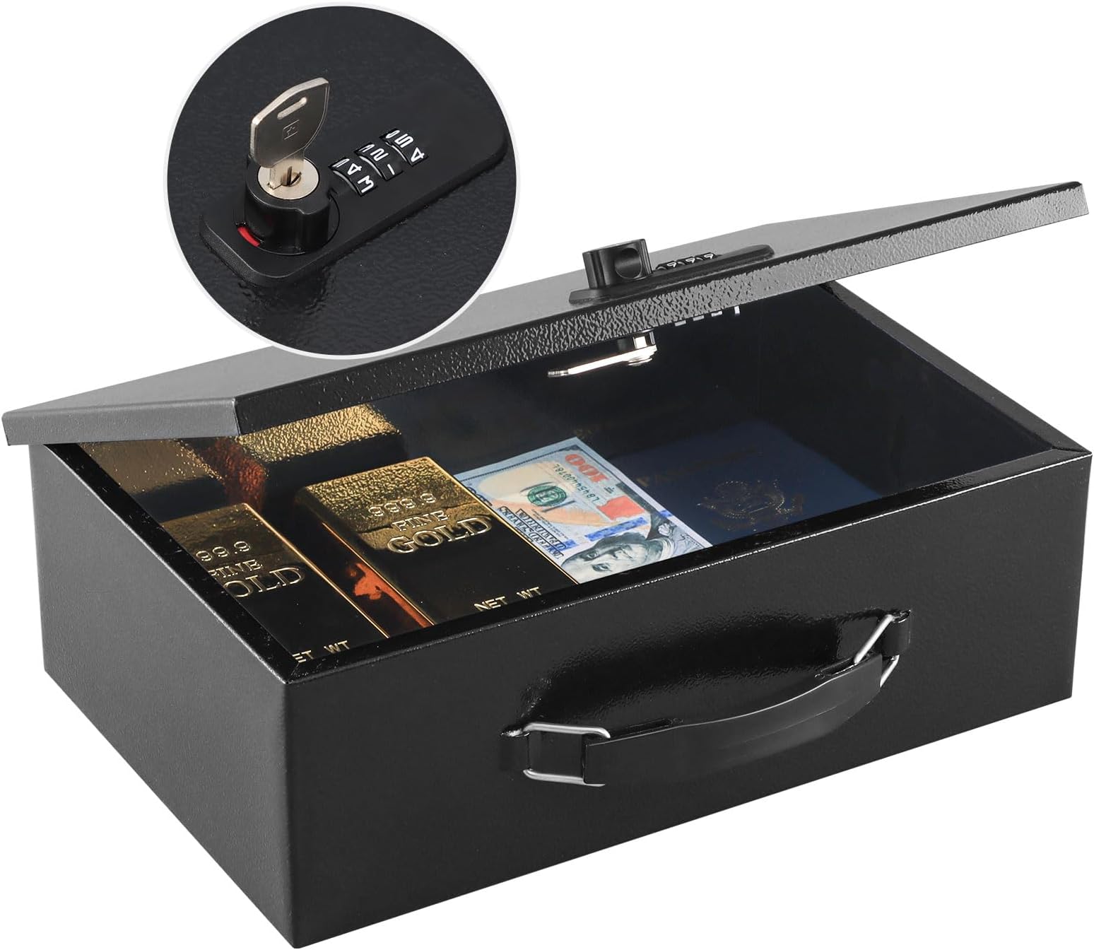 Safe Box Storage Box 18.1 x 12.9 x 4.9In Locking Briefcase Lockable ...