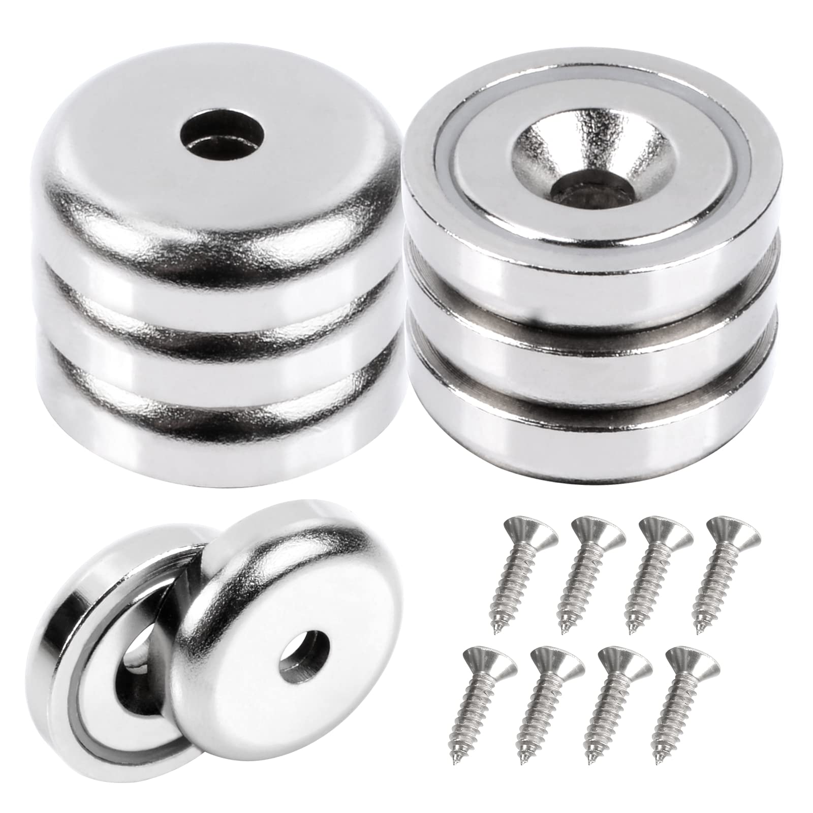 8Pcs Super Strong Round Cup Neodymium Magnets Heavy Duty,60LBS Large ...