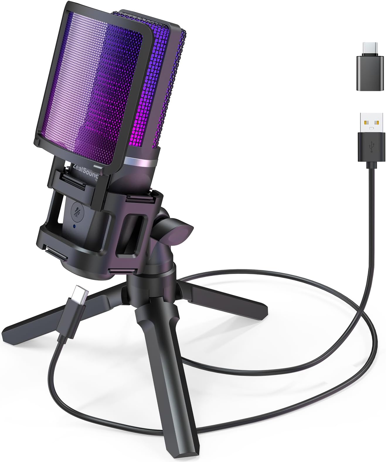 COCONISE Micrófono Gaming RGB, Microfono Pastilla cardioide para PC Mac ...