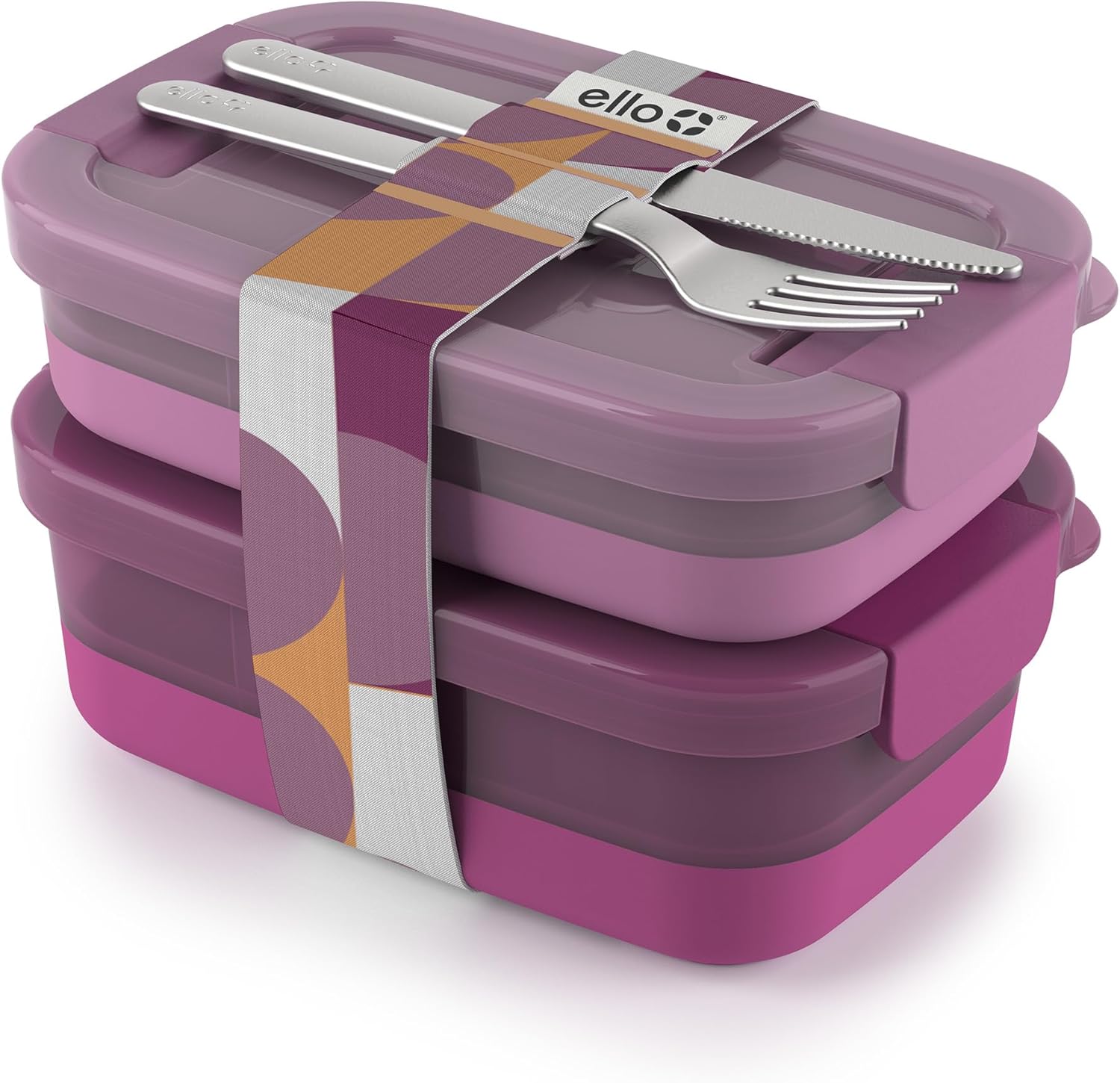 Ello 2-Pack Lunch Stack Plastic Food Storage Container Bento Box with ...