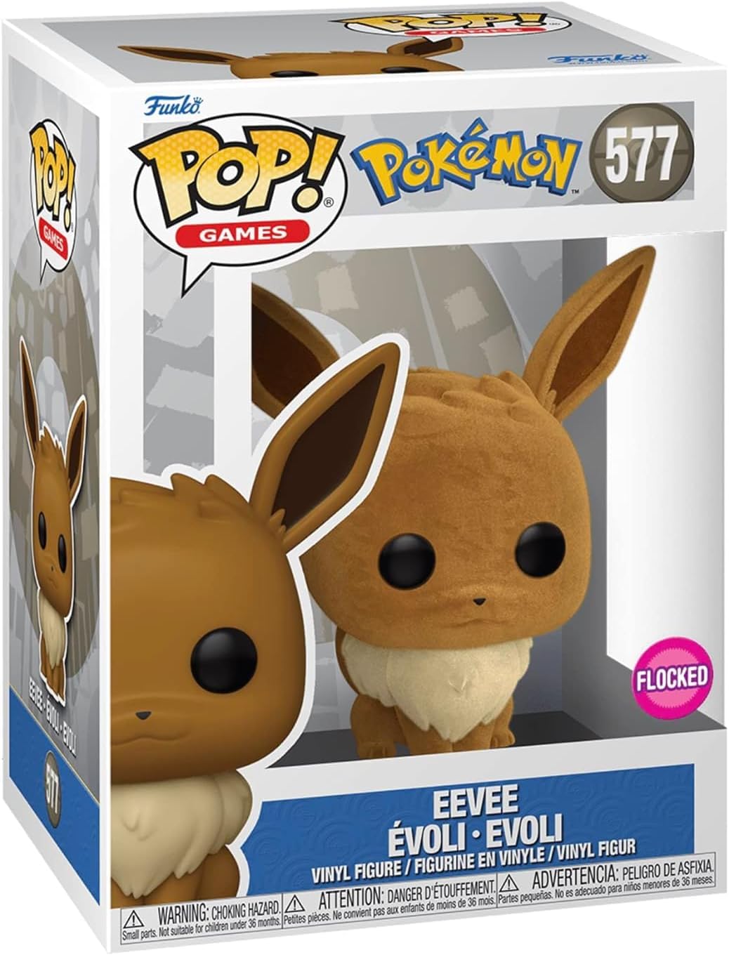 Amazon.com: Funko Pokemon Pop: Eevee Eevee Flocked # 577 Special ...