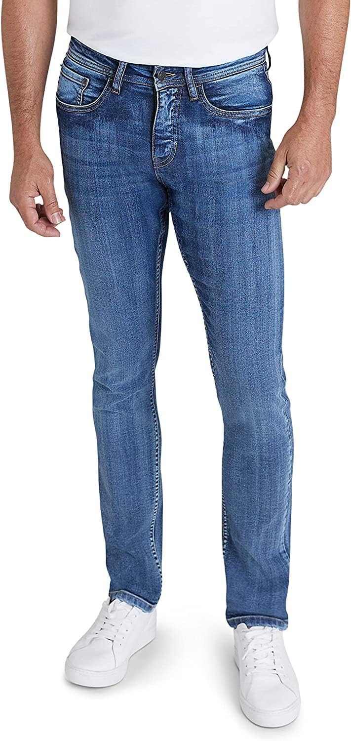 IZOD Men's Straight Fit Jeans - Comfortable Stretch Casual Pull On ...