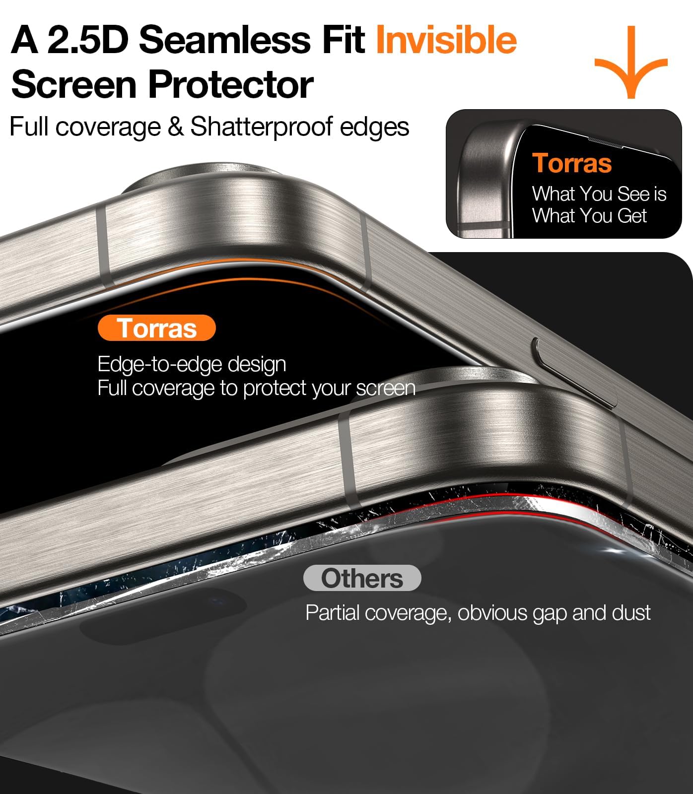 Snapklik.com : TORRAS Diamond Shield For iPhone 15 Pro Screen Protector ...