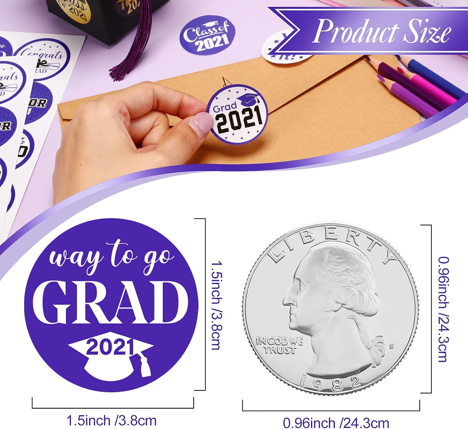 500 Pieces 2021 Graduation Stickers Label Large Class of 2021 Stickers ...