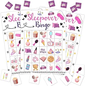 Amazon.com : Sleepover Party Bingo Game, 24 Player Pajama Bingo Cards ...