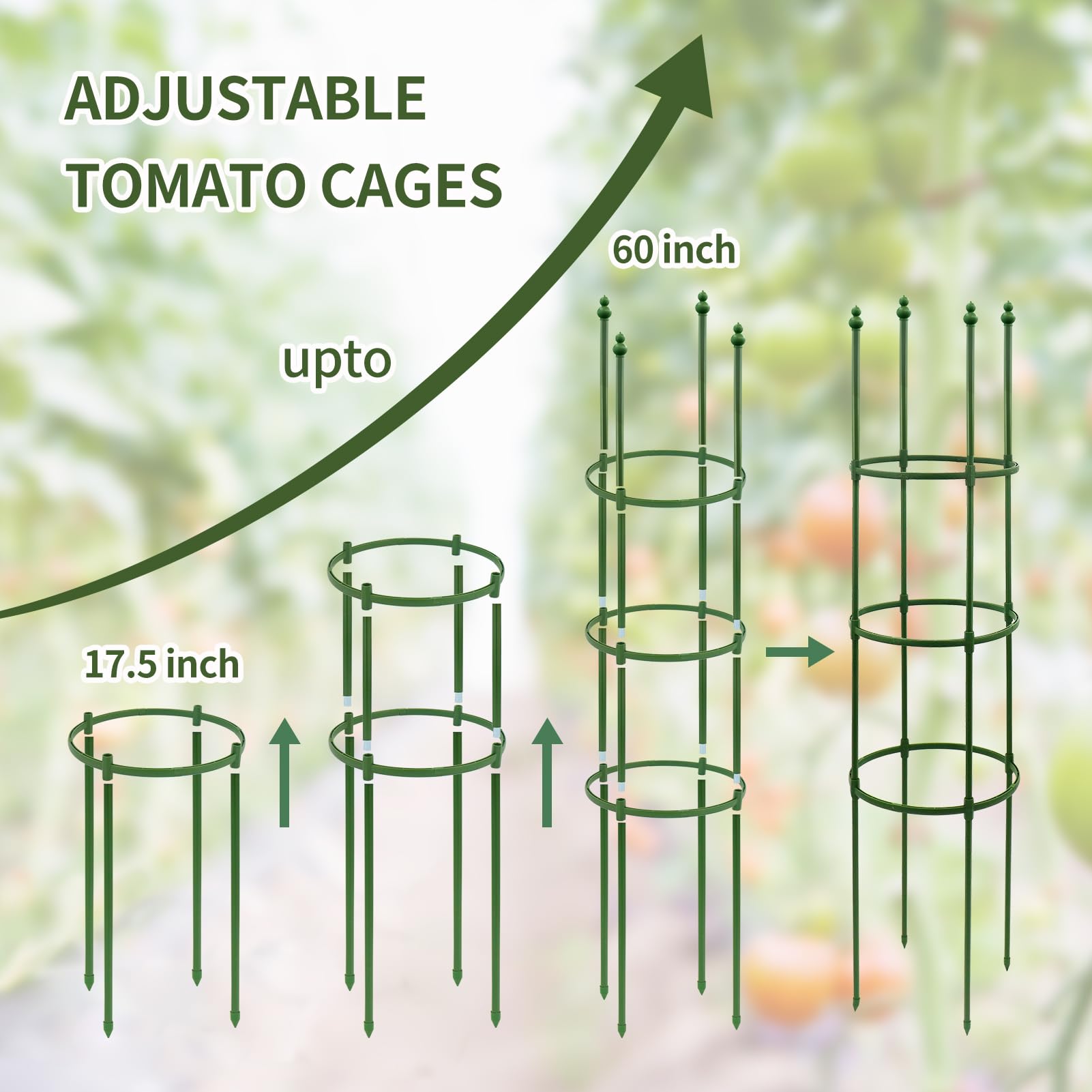 Snapklik.com : 5ft 5-Pack Tomato Cages, Tomatoes Cage For Garden Upto 60 Inch Plant Climbing ...