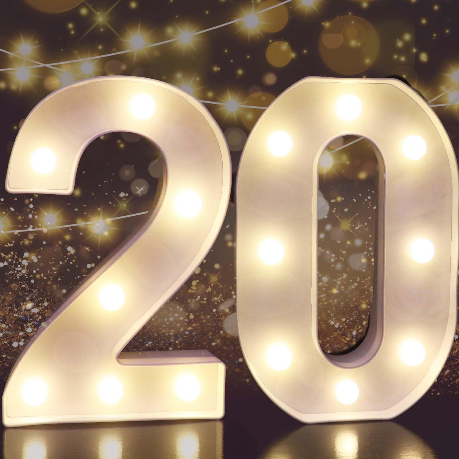 Pooqla Decorative Led Light Up Number Letters, White Plastic Marquee ...