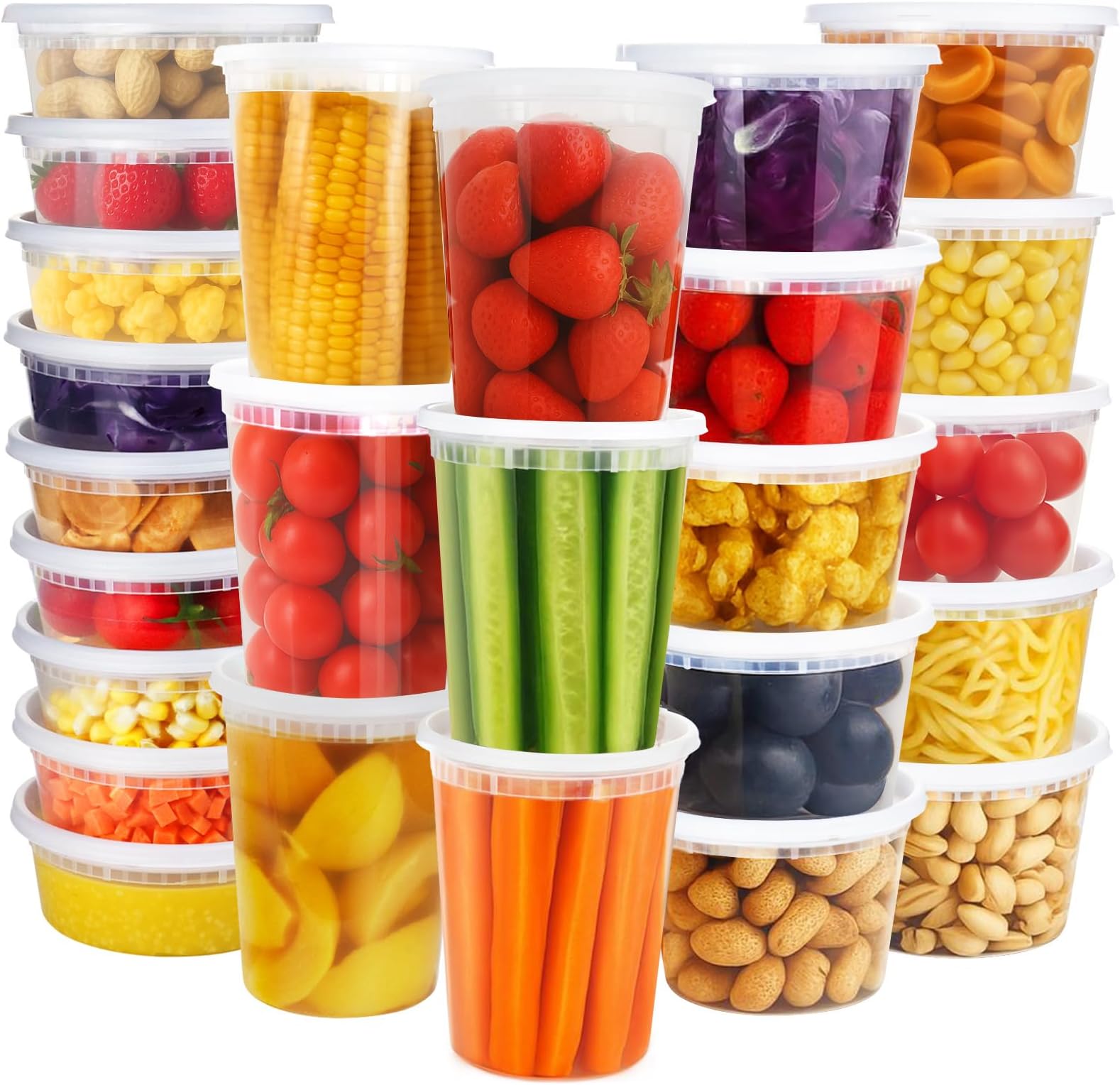 Amazon.com: kkyvvy Deli Containers with Lids 48 Sets - Plastic Soup ...