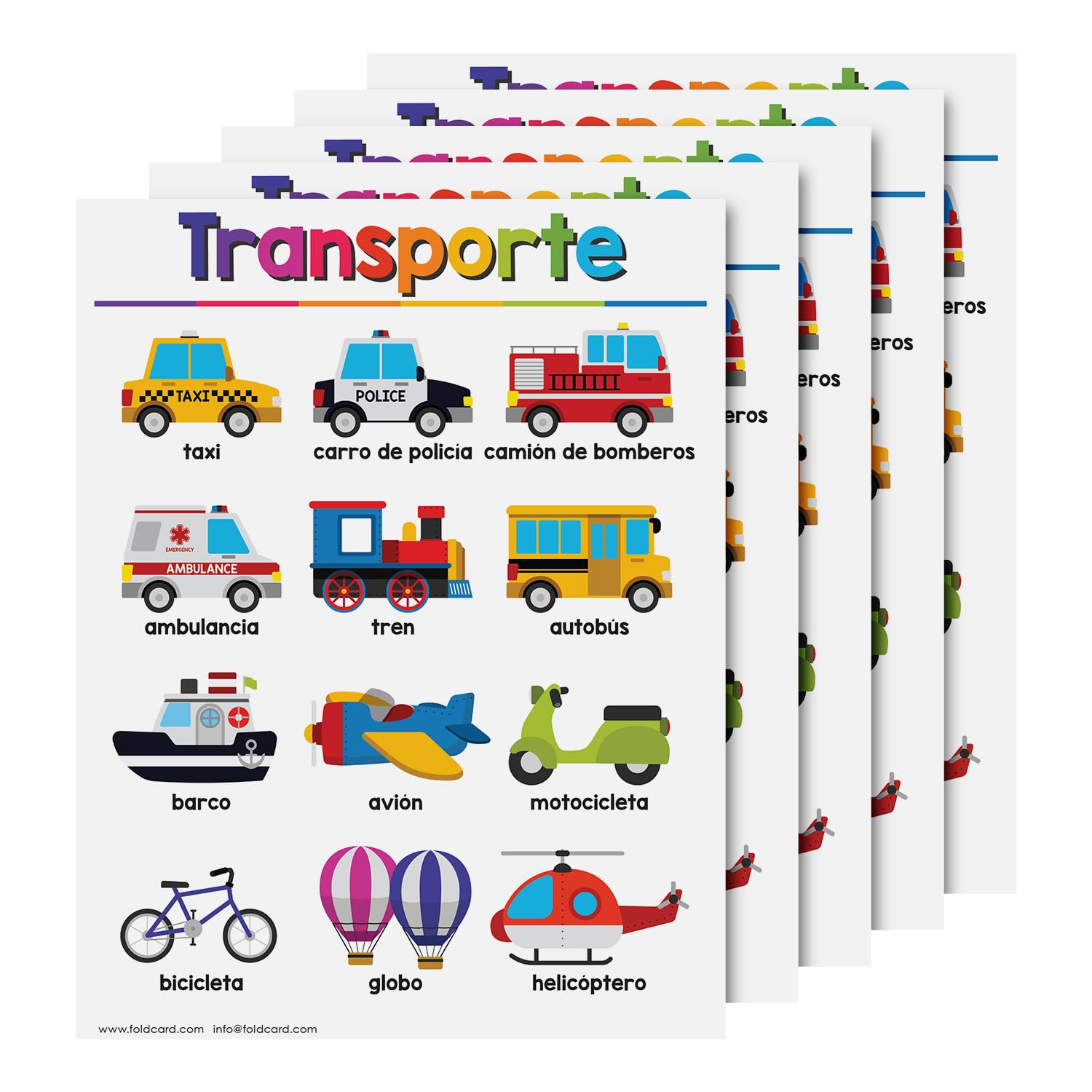 Snapklik.com : Transporte Spanish Chart For Preschool To Gradeschool ...