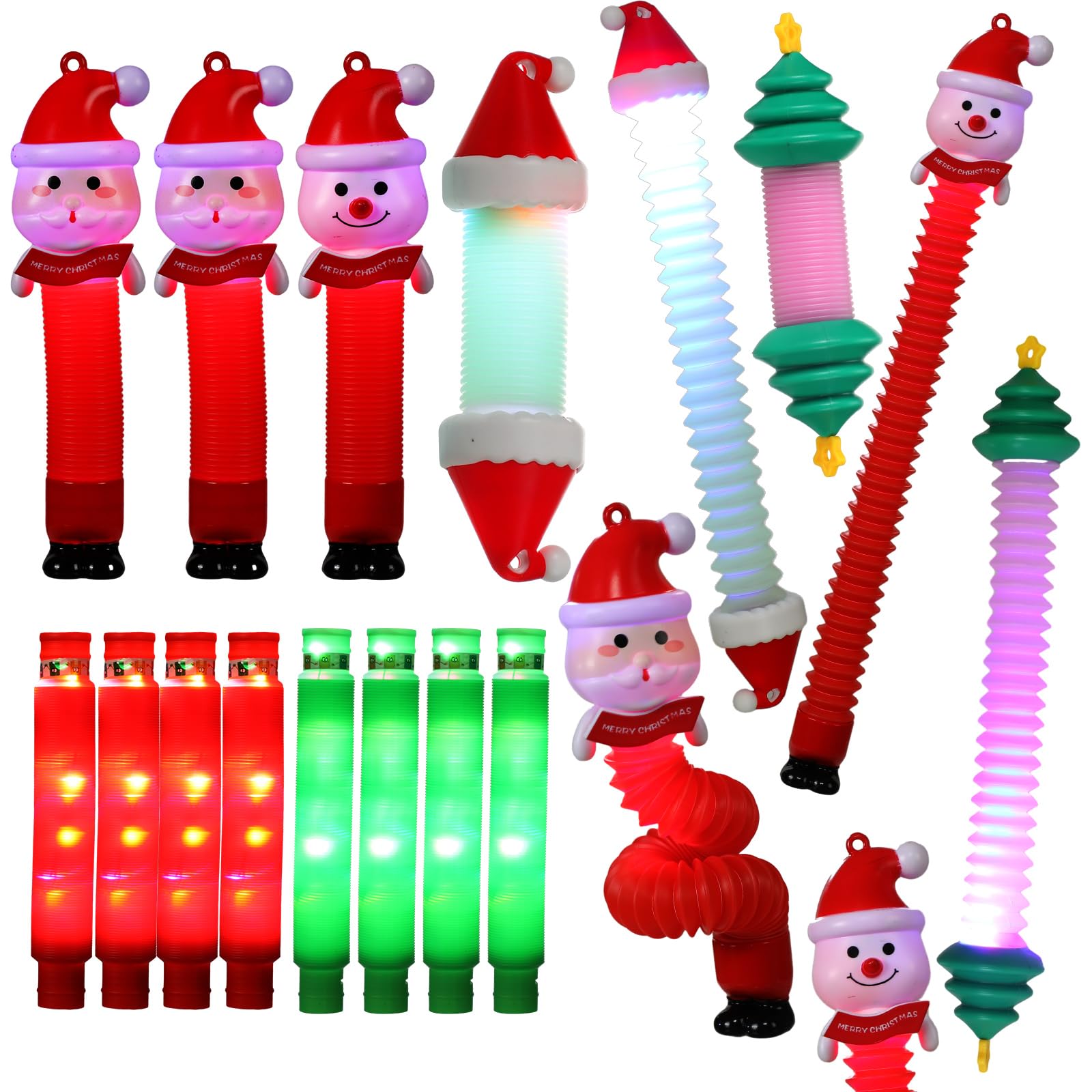 Amazon.com: Syhood 16 Pcs Christmas LED Light up Tubes Toys Sensory ...