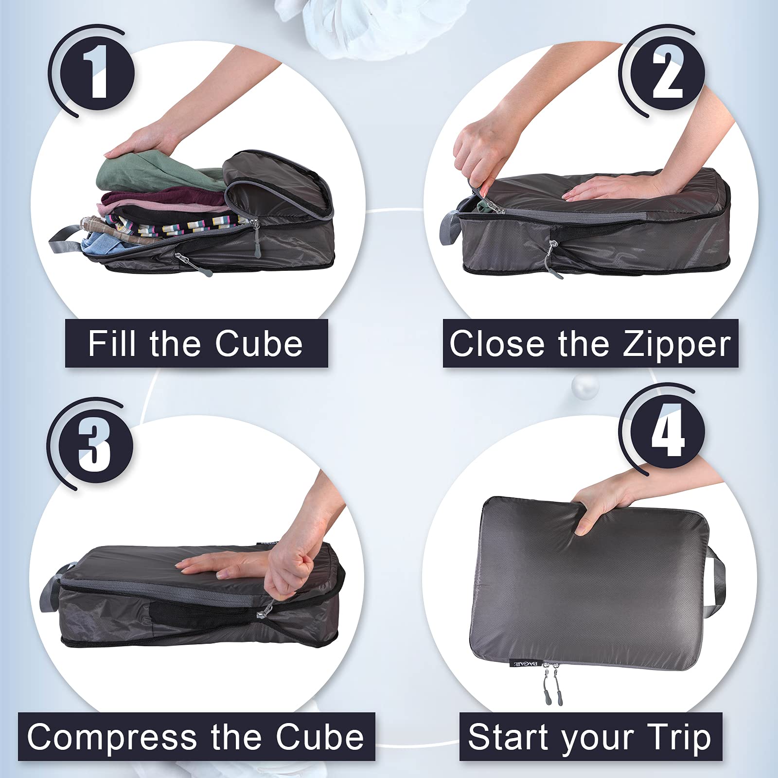 Snapklik.com : BAGAIL 5 Set Ultralight Compression Packing Cubes Travel ...